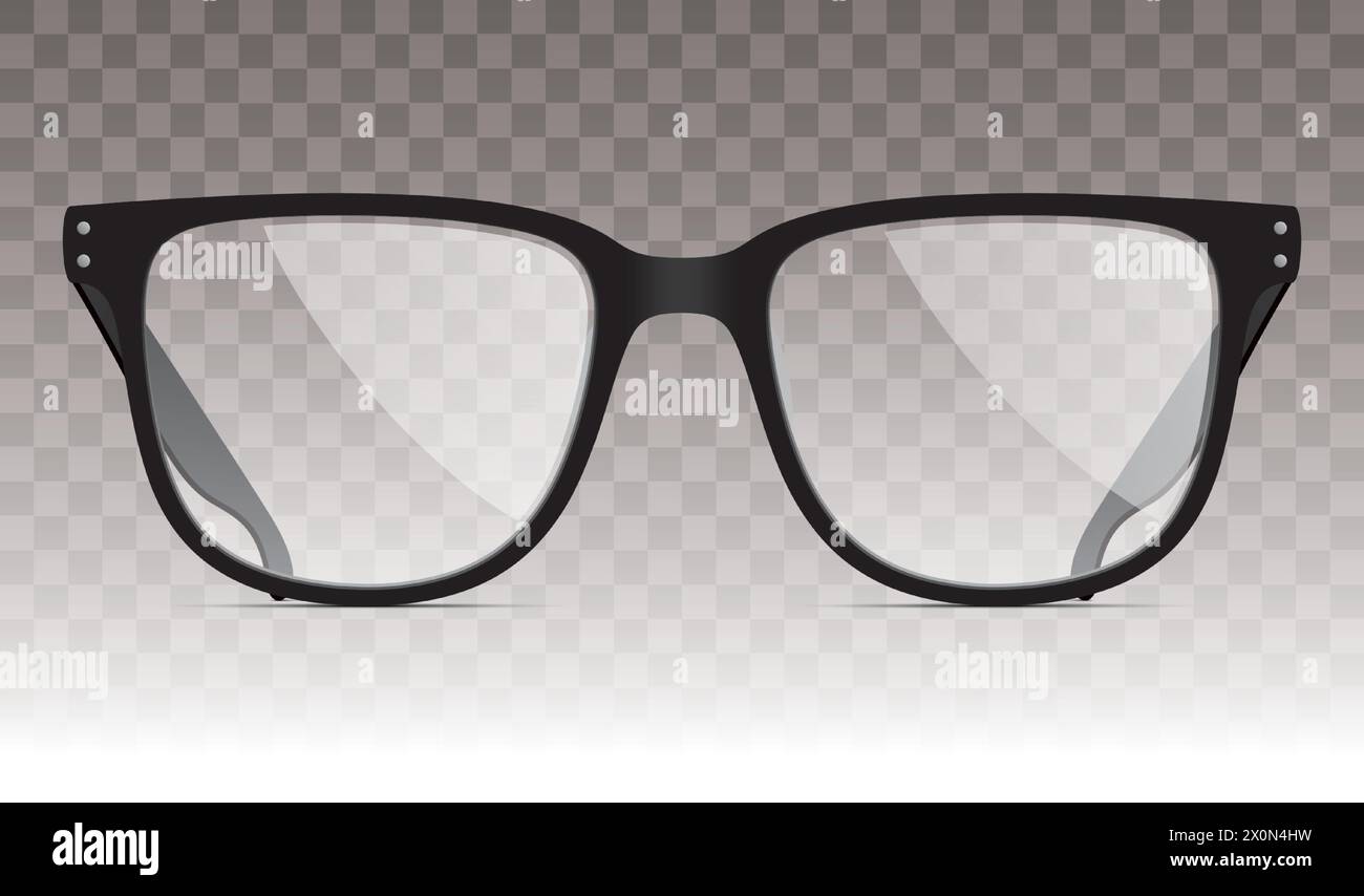 Black frame spectacles, isolated on the transparent background. Classic ...
