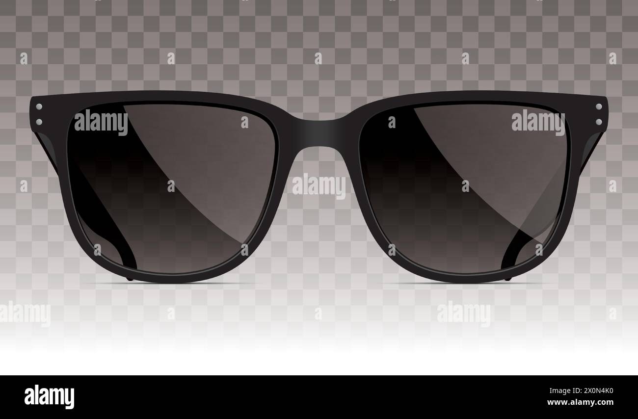 Black sunglasses, isolated on the transparent background. Classic shape unisex fashion black ...