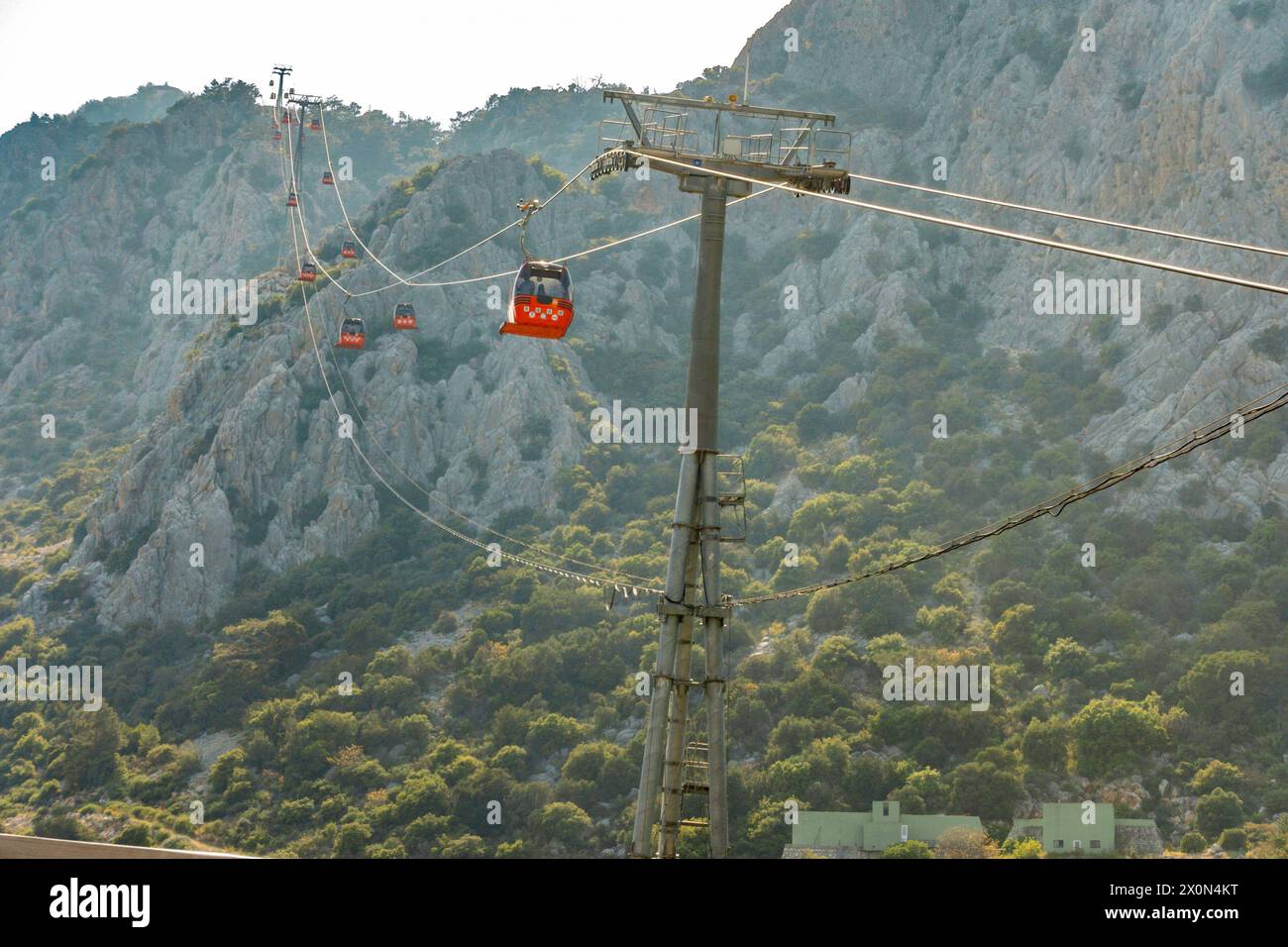 The Tunektepe cable car near Antalya in Turkey is a popular tourist ...