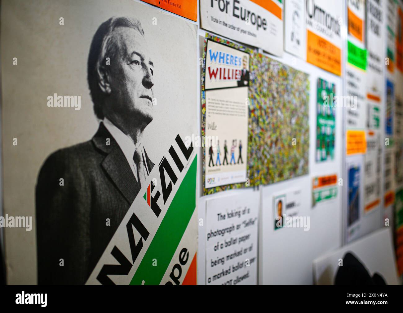 Old election campaign posters on display at the Fianna Fail Ard Fheis ...
