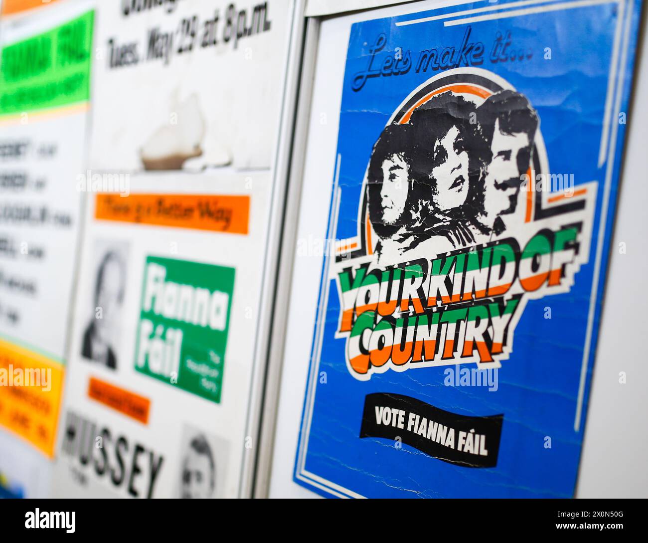 Old election campaign posters on display at the Fianna Fail Ard Fheis ...