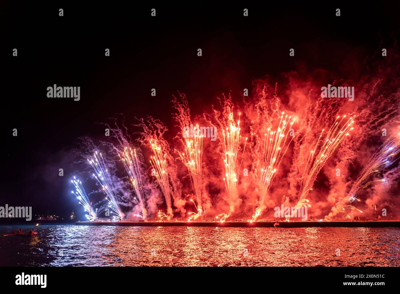 Spectacular fireworks during the annual anniversary of Armata in ...