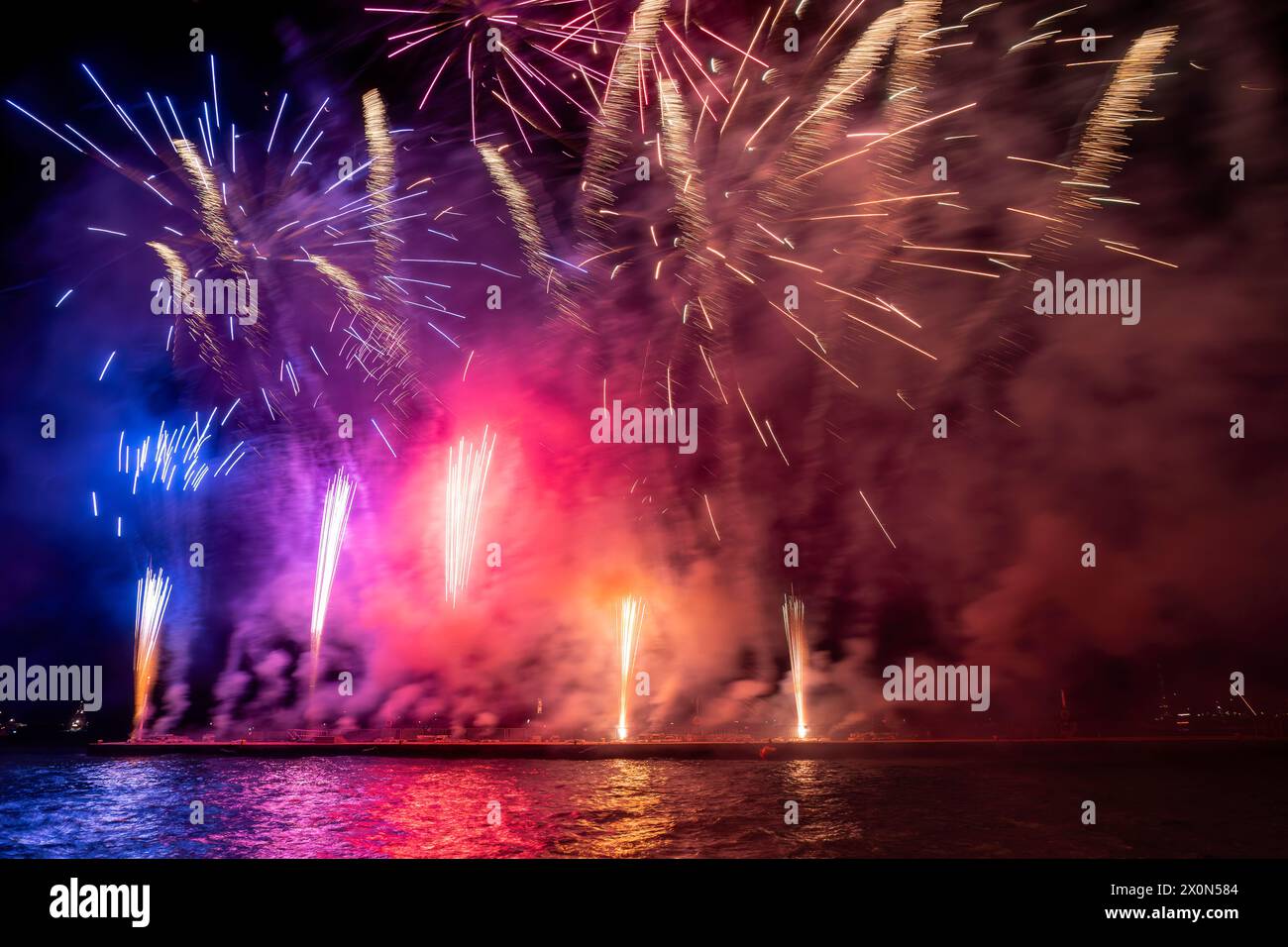 Spectacular fireworks during the annual anniversary of Armata in ...