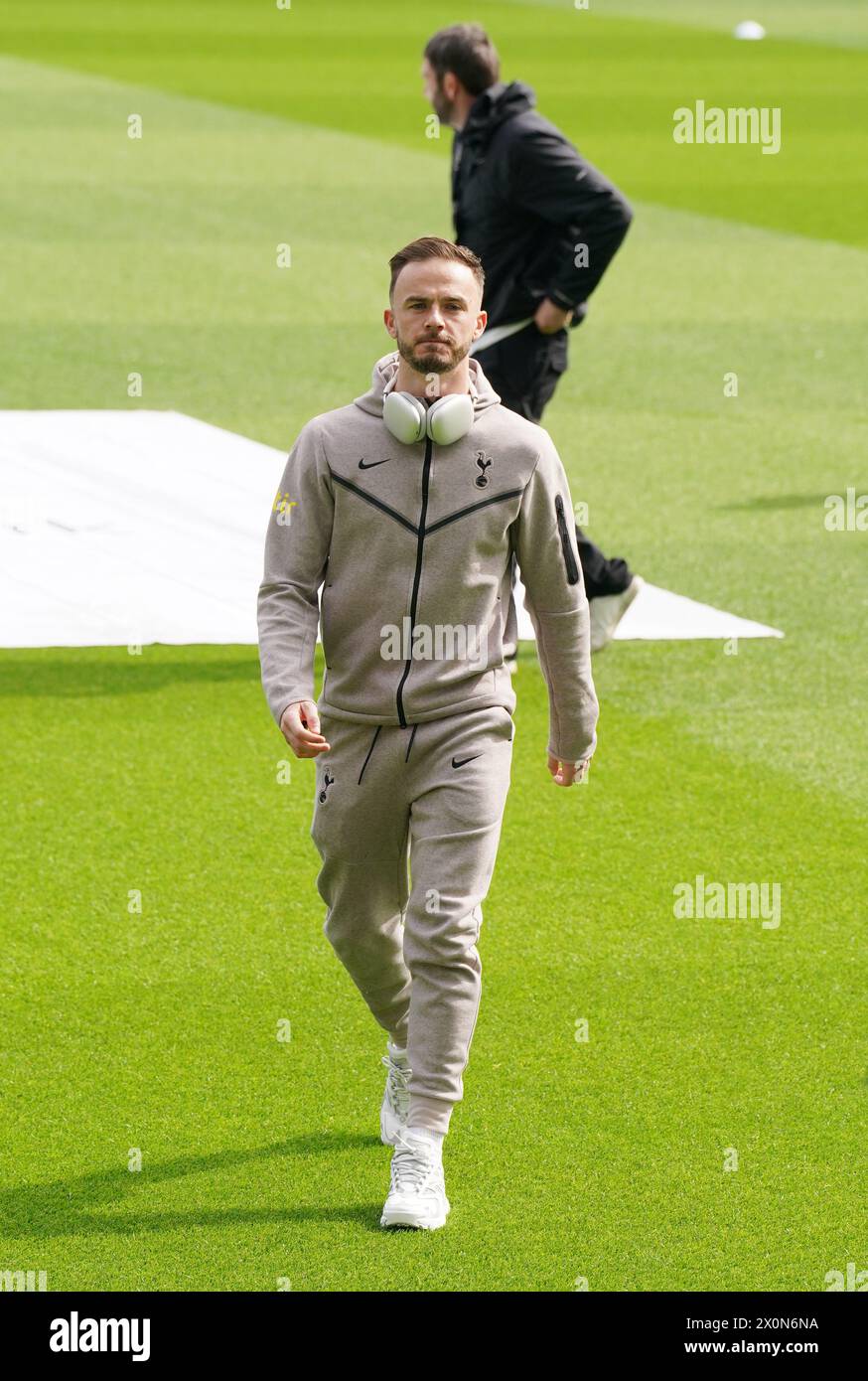 Tottenham Hotspur's James Maddison walks on the picth before the ...