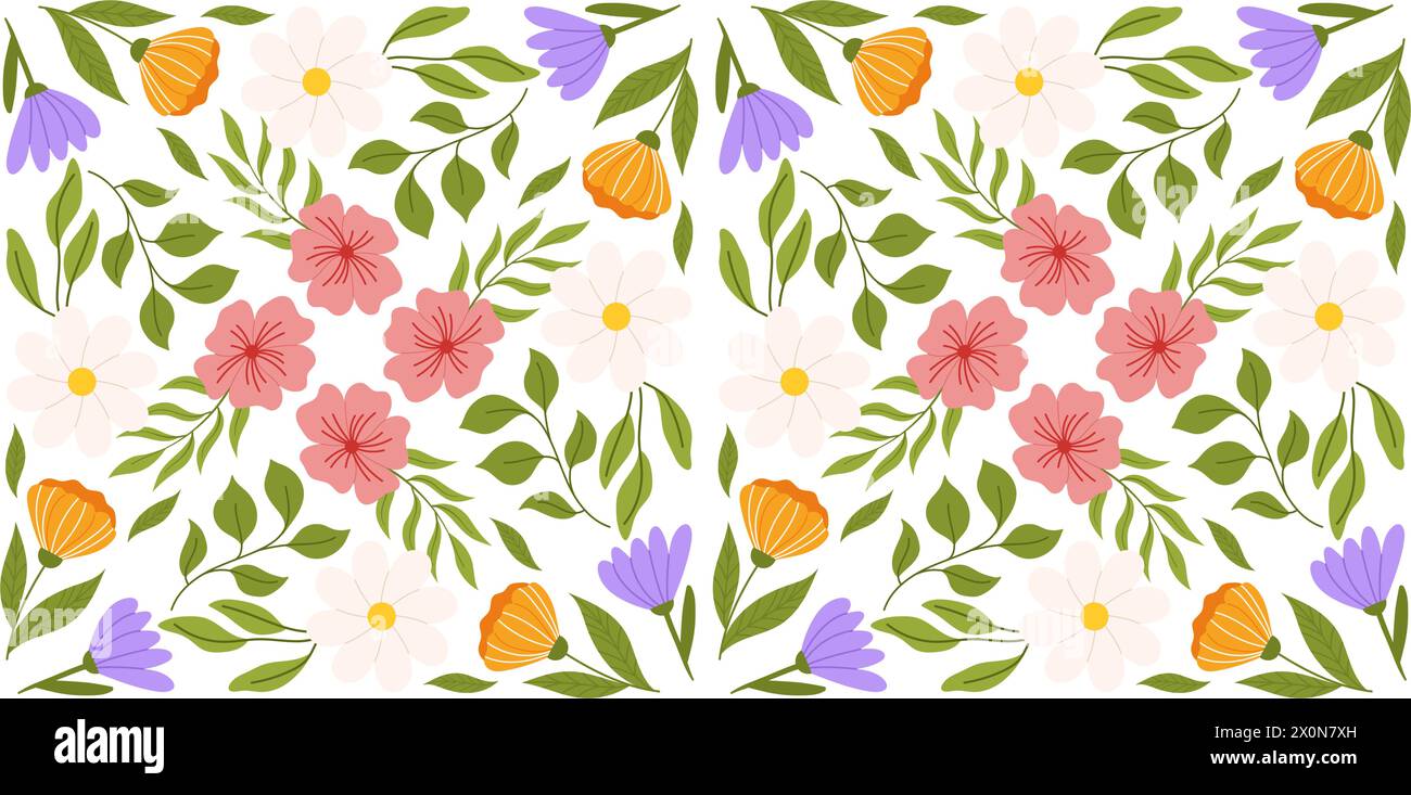 Seamless pattern showcasing floral elements. Botanical-inspired ...