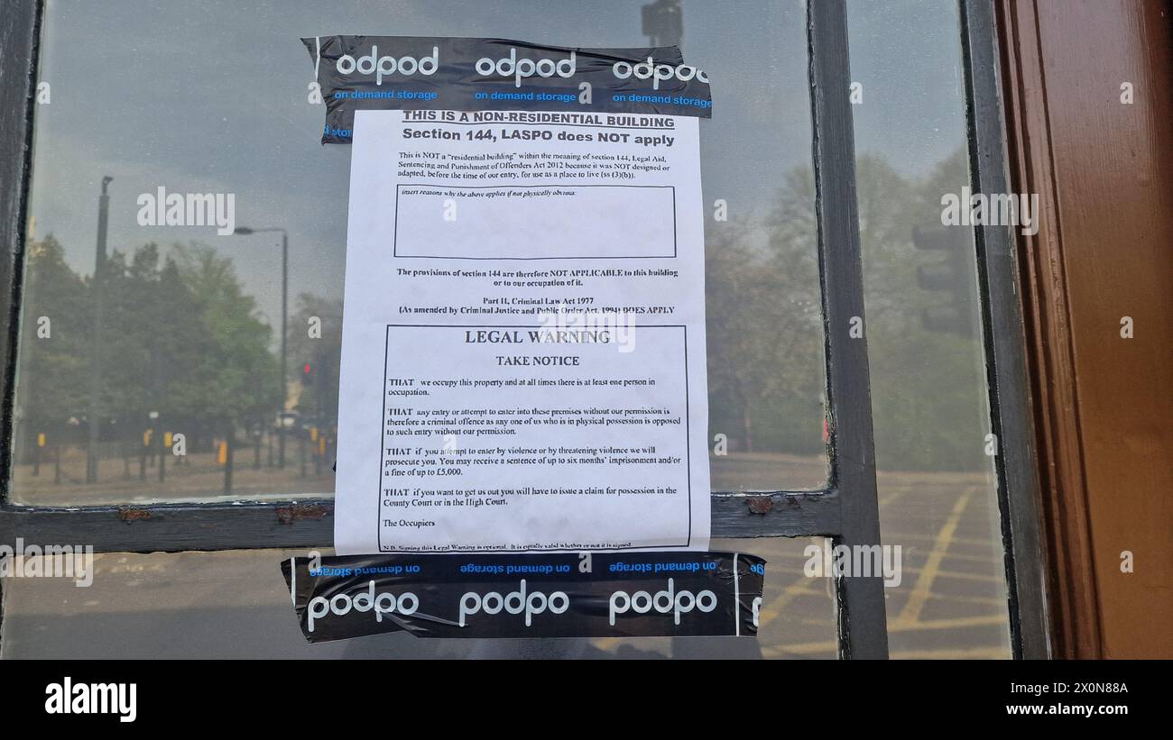 A notice on a window of the York & Albany pub near Regent's Park ...