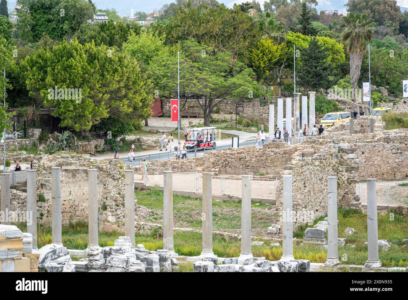 Side, Manavgat, Turkey – April 9, 2024: Liman Street of Side town of ...