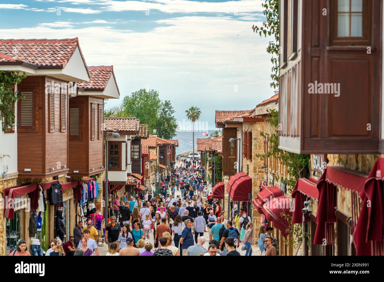 Side, Manavgat, Turkey – April 9, 2024: Liman Street of Side town of ...
