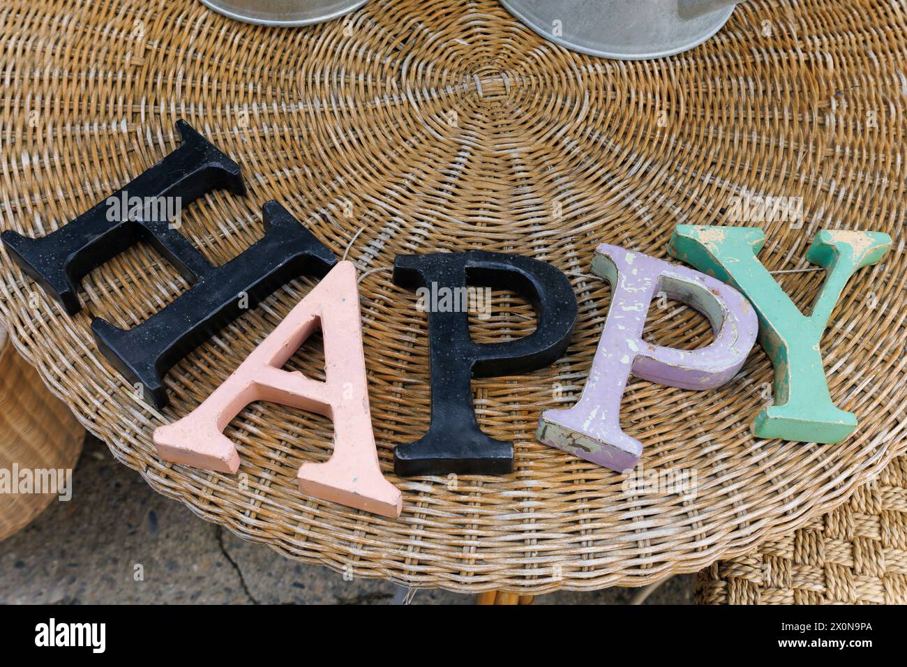 Decorative lettering spelling HAPPY in Provence, France Stock Photo - Alamy