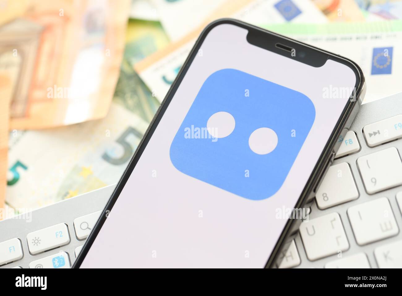 KYIV, UKRAINE - APRIL 1, 2024 Botim messenger icon on smartphone screen ...