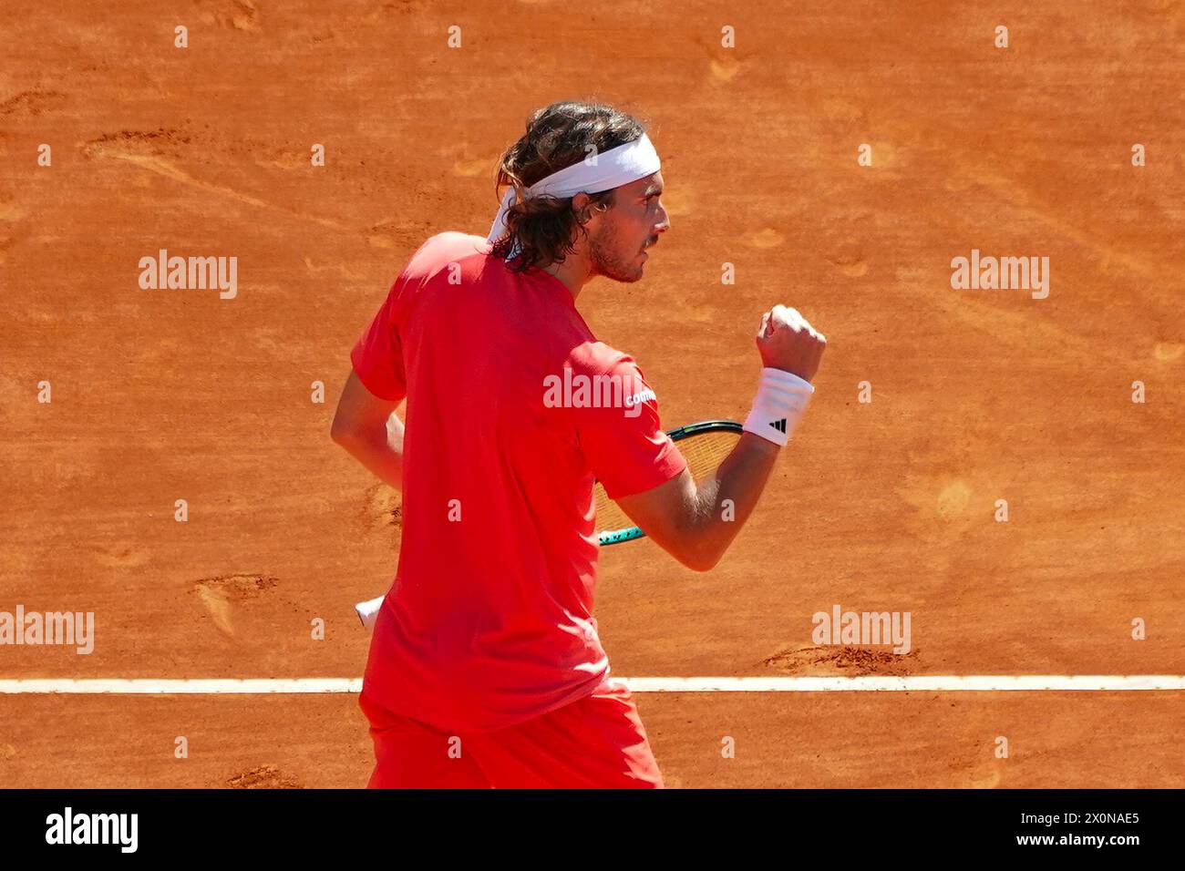 MONTE-CARLO, MONACO - APRIL 12: Stefanos Tsitsipas of Greece against Karen Khachanov of Russia ...