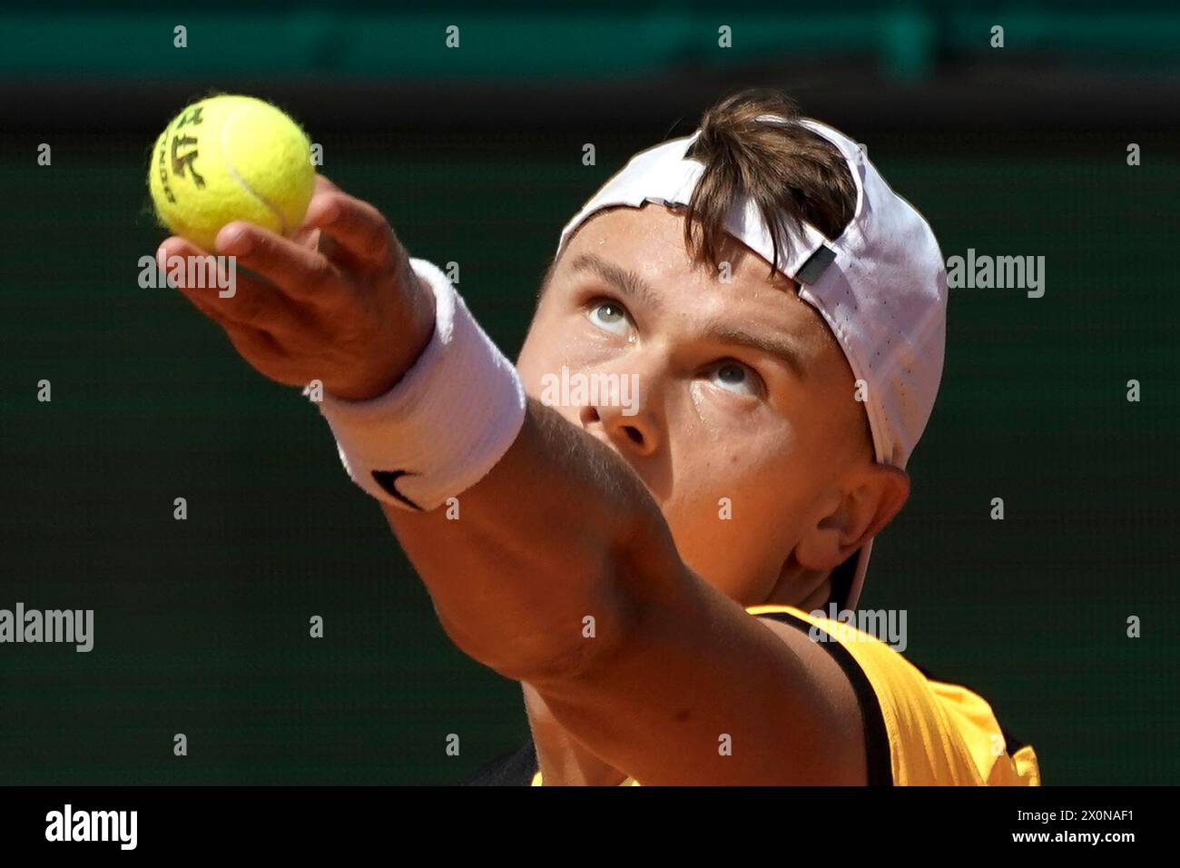 MONTE-CARLO, MONACO - APRIL 12: Holger Rune of Danemark against Jannik Sinner of Italy in their ...