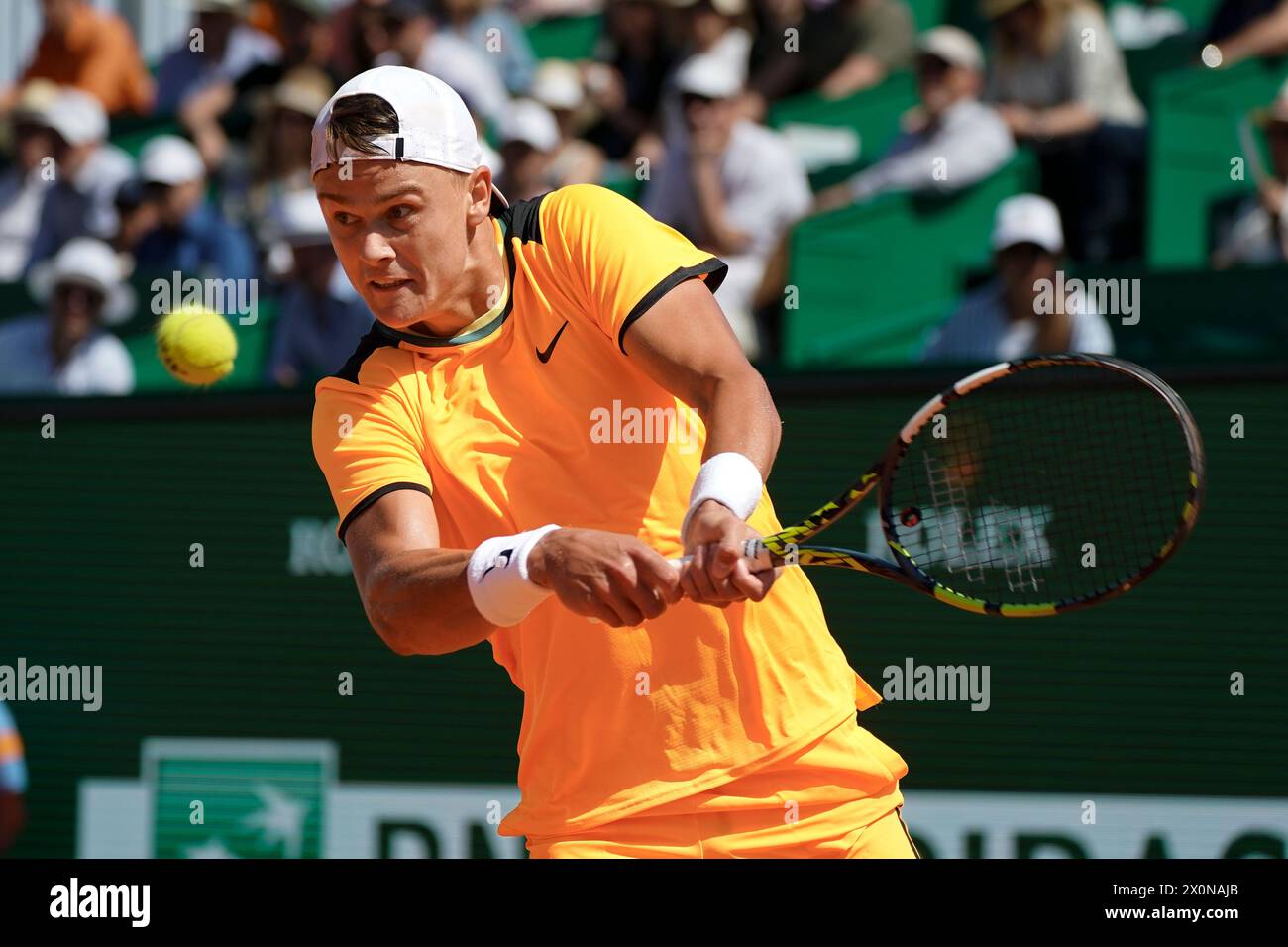 MONTE-CARLO, MONACO - APRIL 12: Holger Rune of Danemark against Jannik Sinner of Italy in their ...
