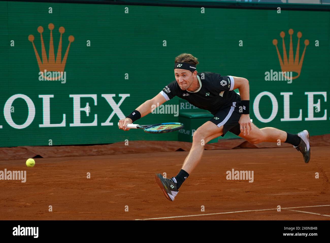 MONTE-CARLO, MONACO - APRIL 12: Casper Ruud of Norway against Ugo Humbert of France in their ...