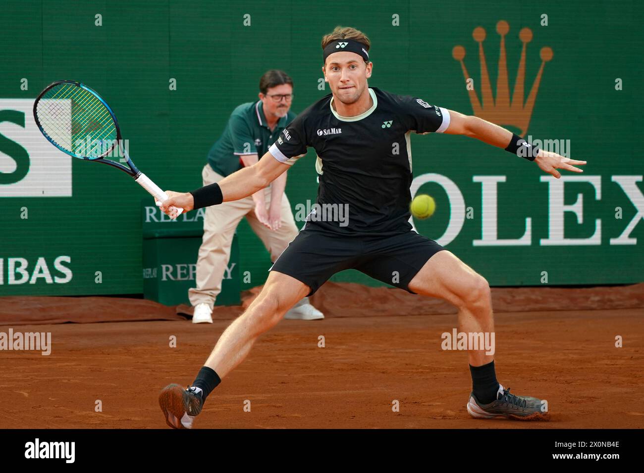 MONTE-CARLO, MONACO - APRIL 12: Casper Ruud of Norway against Ugo Humbert of France in their ...