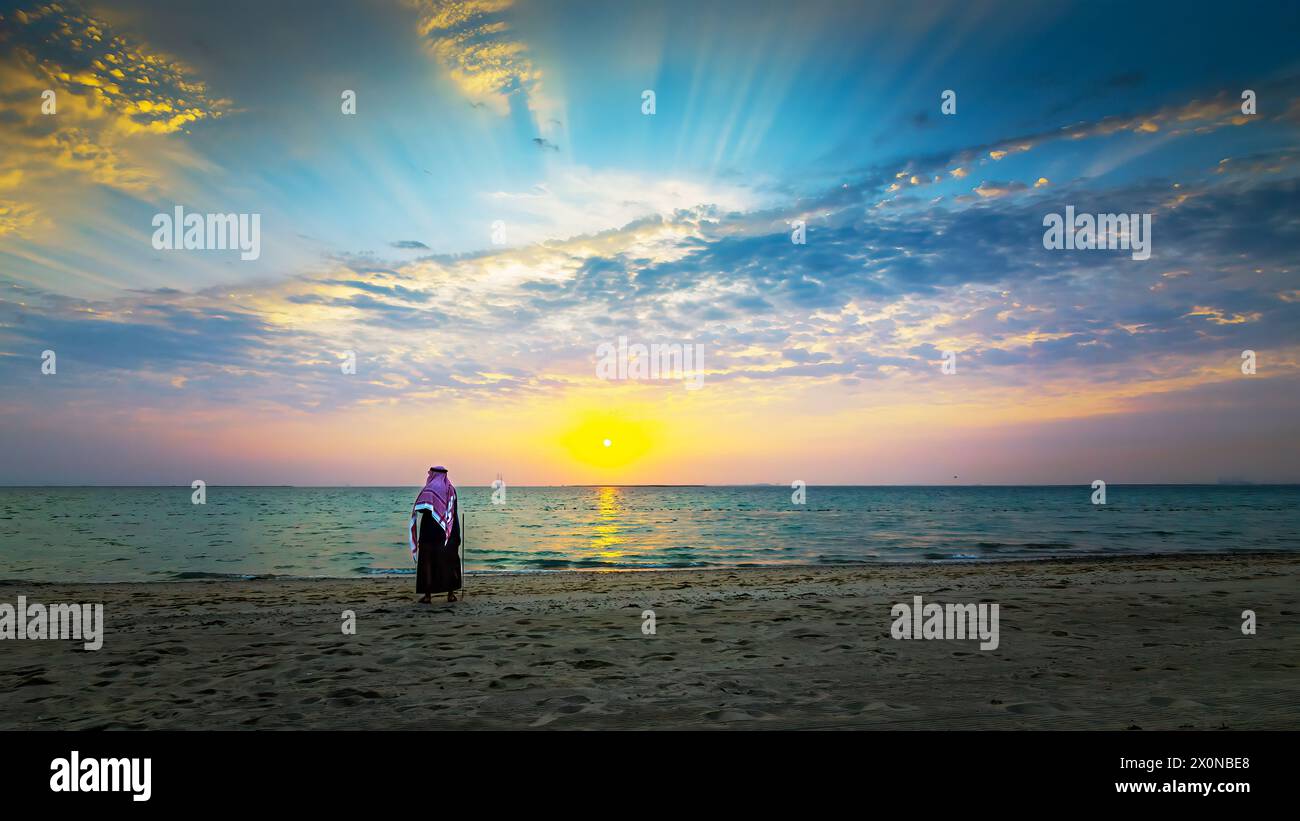 Saudi arabian man on beach hi-res stock photography and images - Alamy