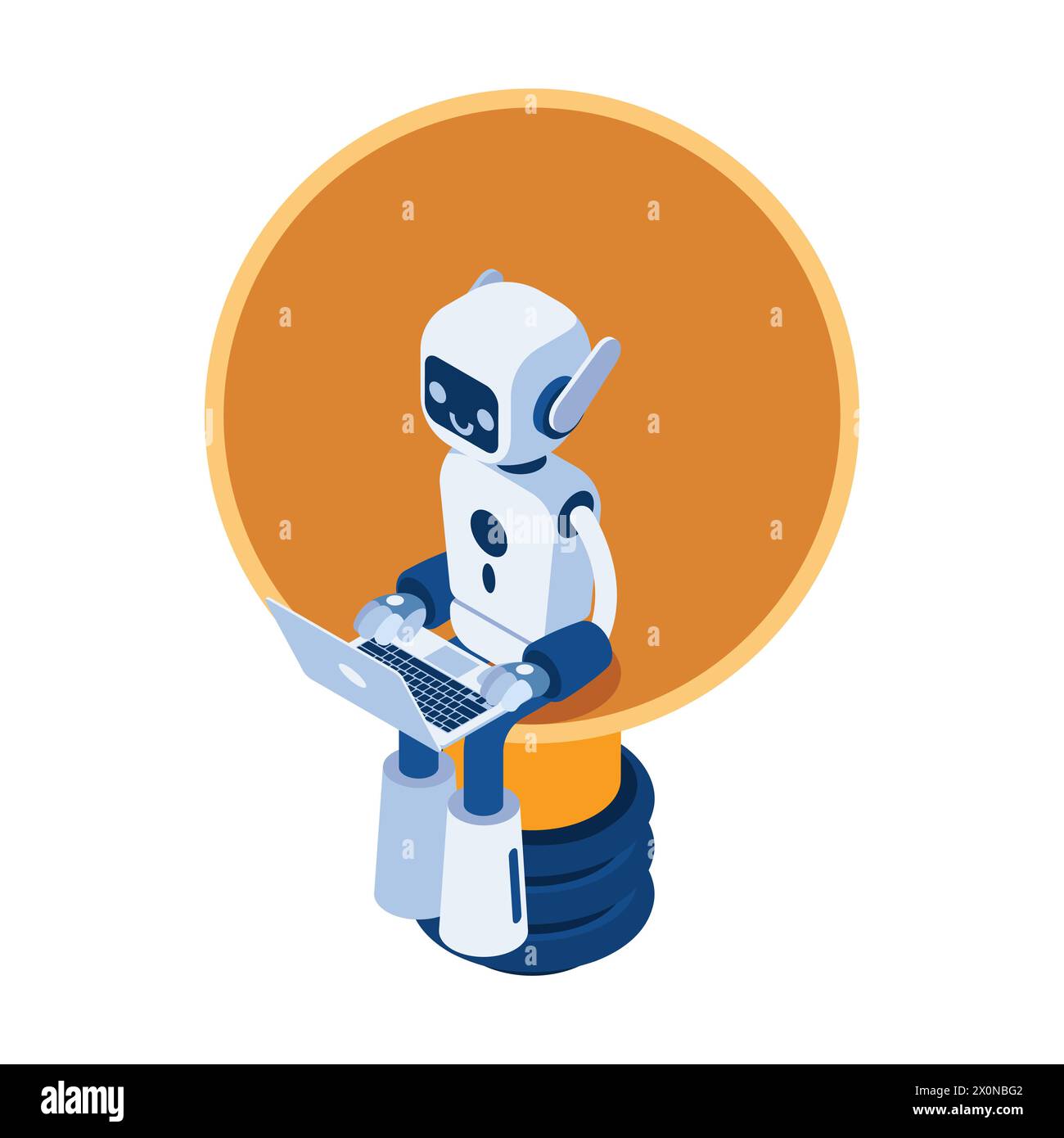 Flat 3d Isometric Ai Robot Inside Light Bulb. Machine Learning and Artificial Intelligence ...