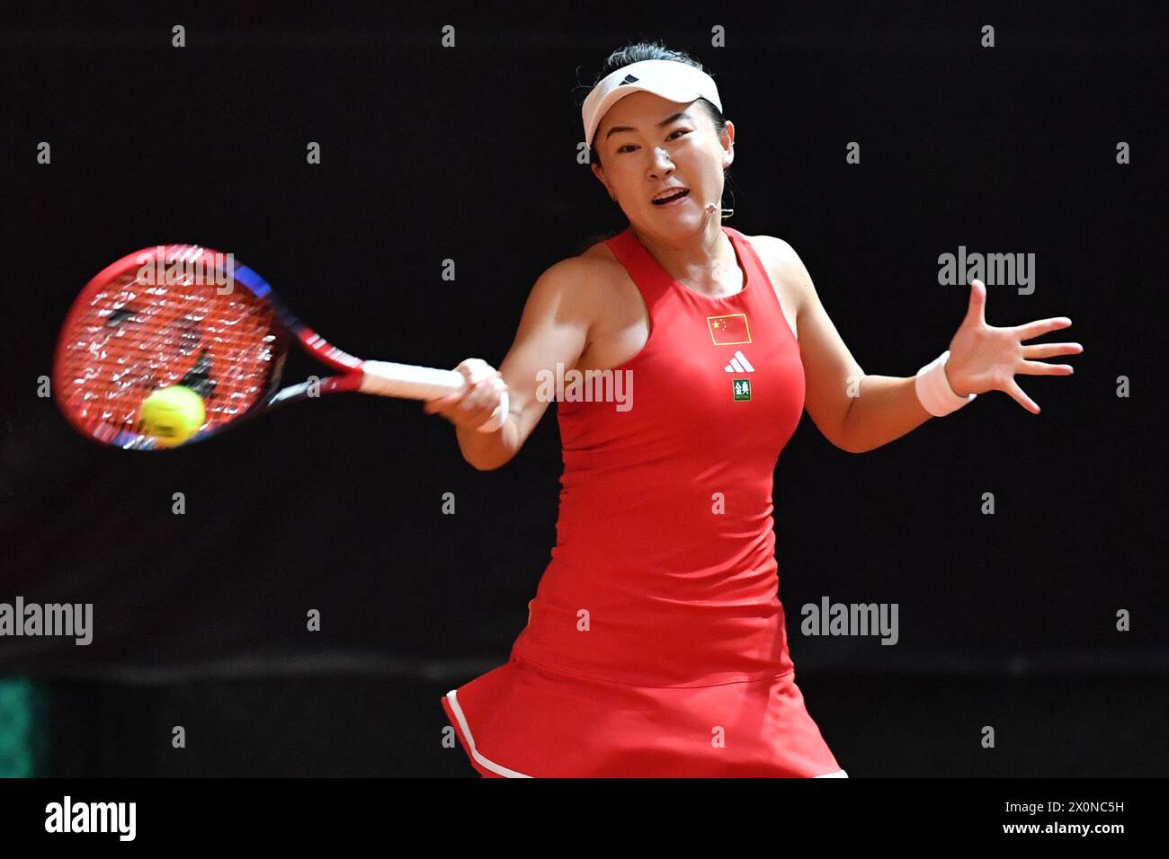 Changsha, China's Hunan Province. 13th Apr, 2024. Zhu Lin of China hits ...