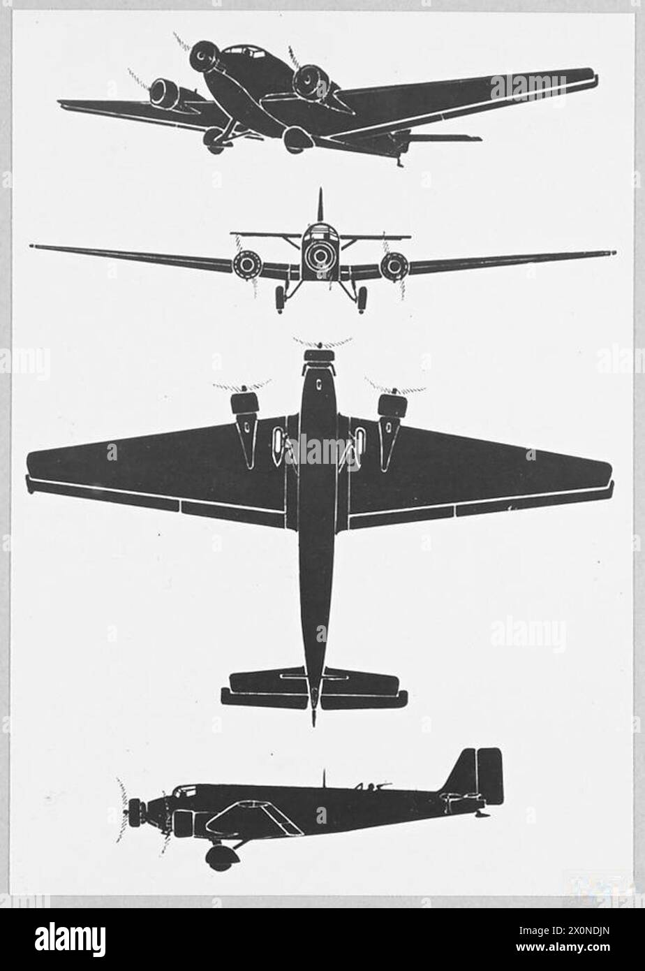 AIRCRAFT RECOGNITION - Junkers JU.52 [B.M.W. engines] Dimensions - span ...
