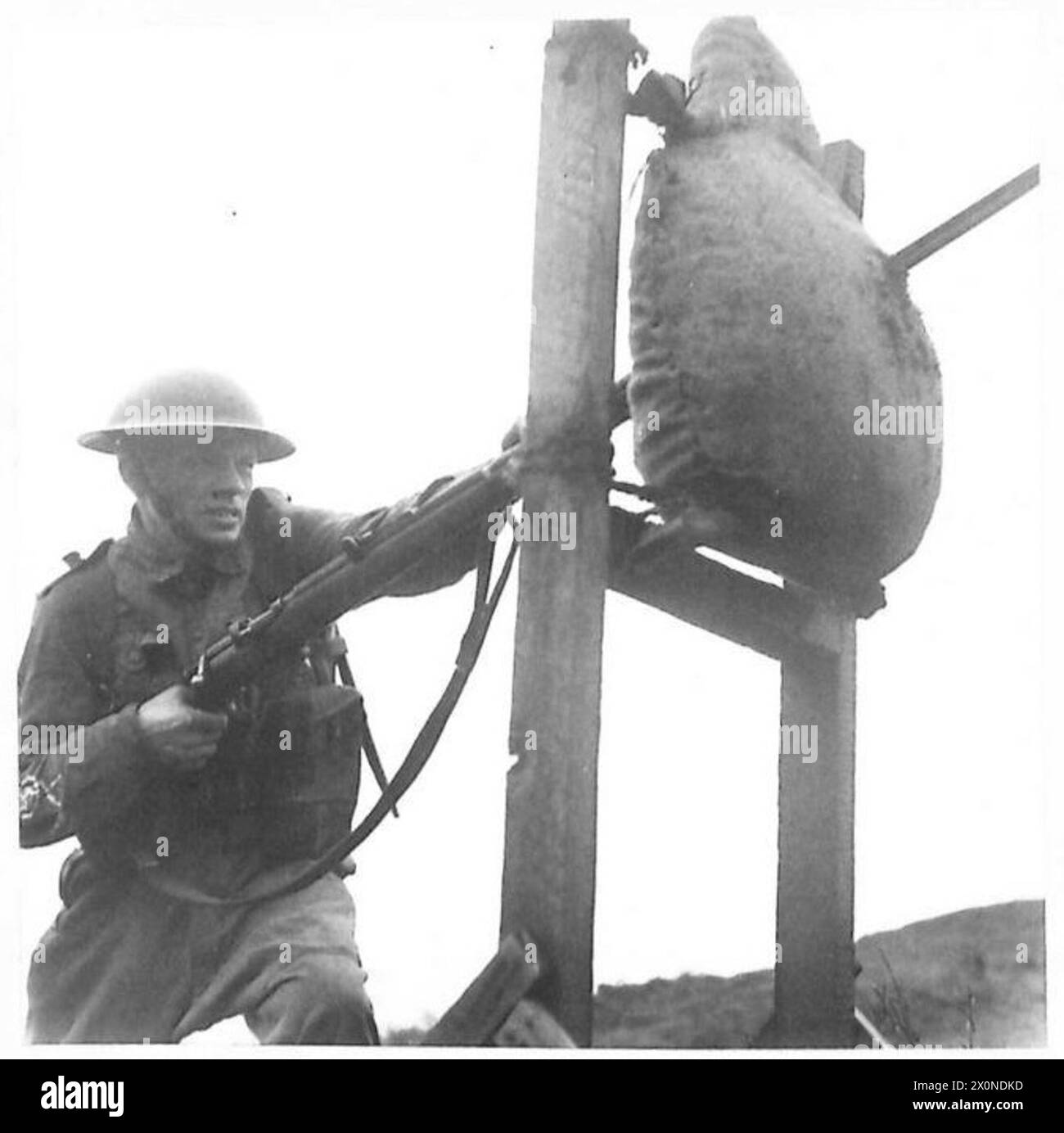 Soldiers conduct a bayonet charge during desert training in Lancashire ...