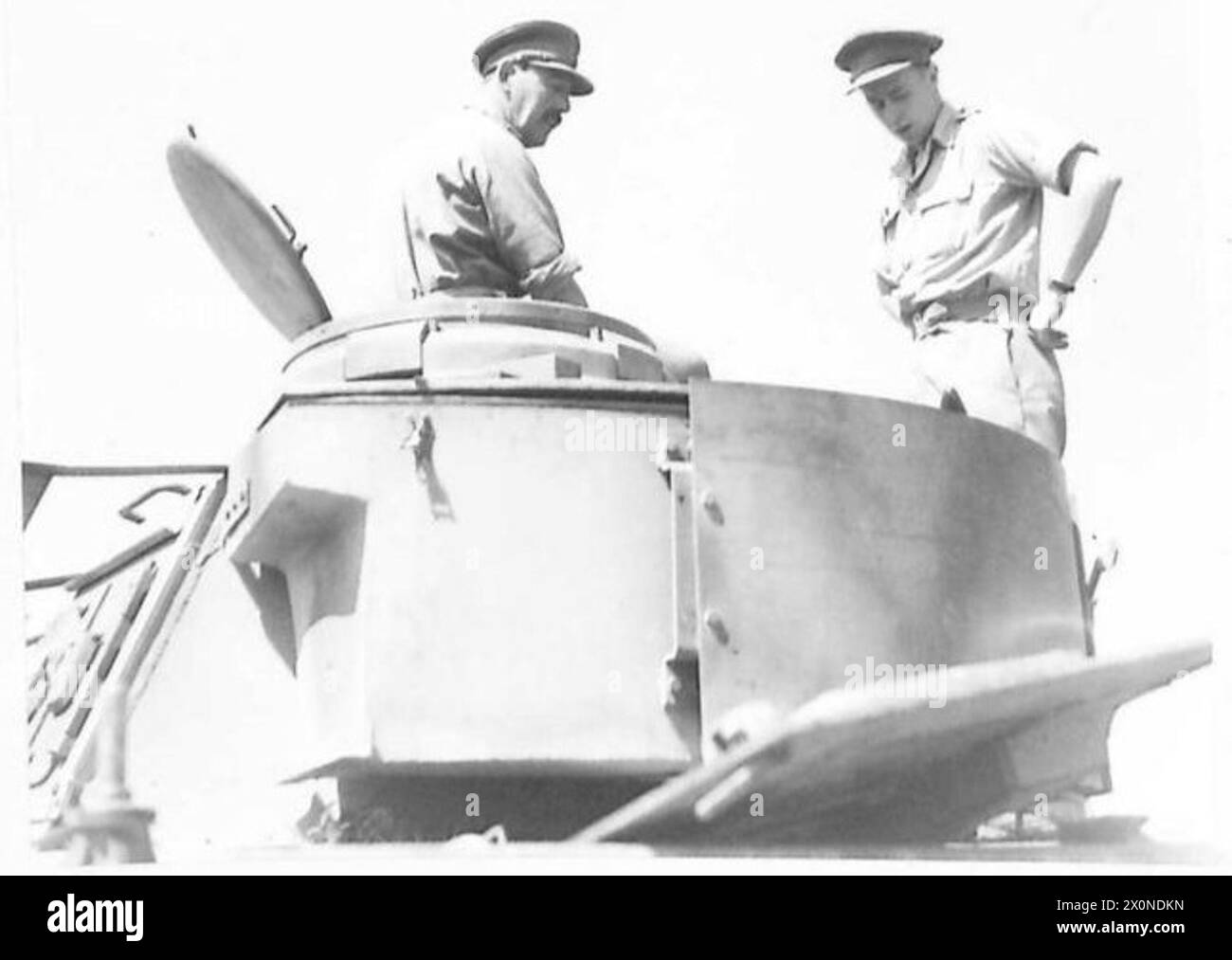General Leese inspects a Mark IV Special tank, an AFV mounting a 7.5 cm ...