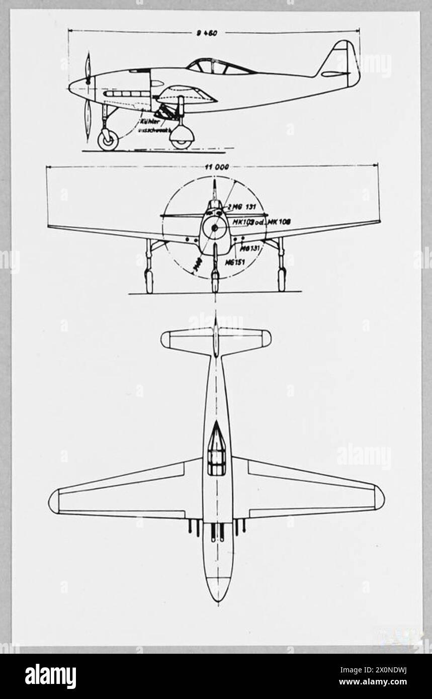 General arrangement drawing of the experimental Messerschmitt Me.309 ...