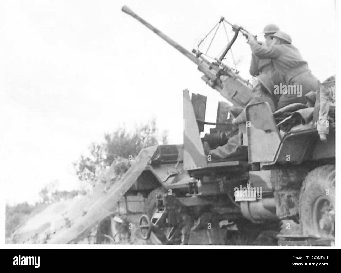 A mobile artillery gun of the Eighth Army firing during operations in ...