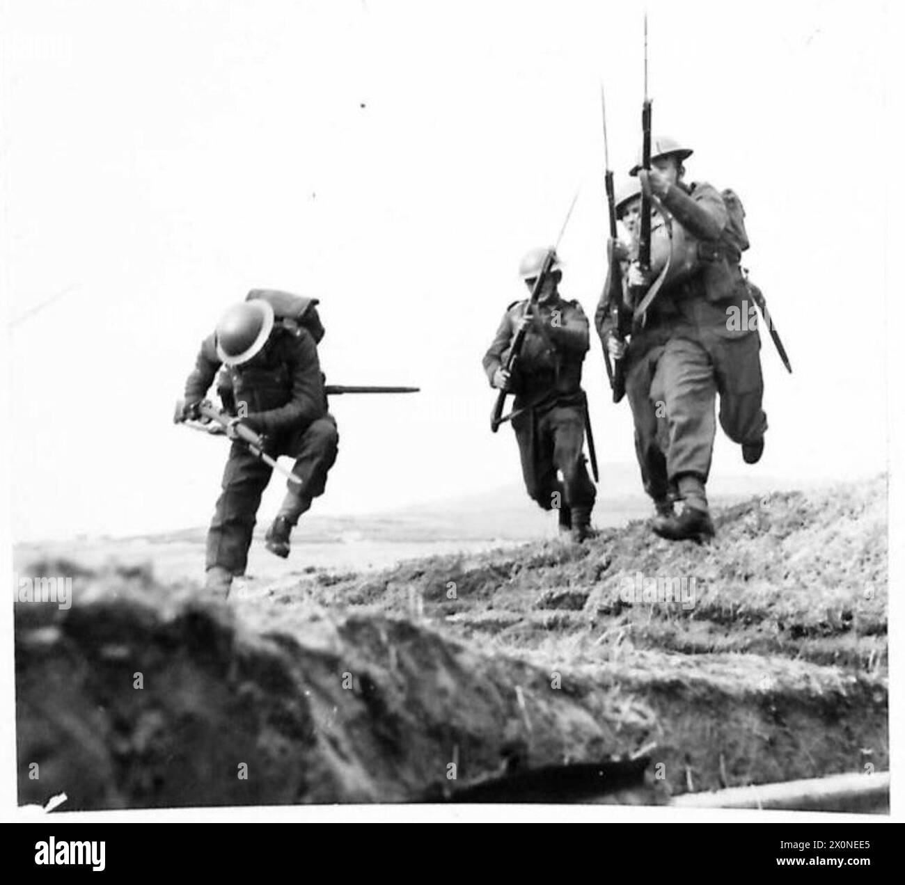 Black Watch troops exercise with bayonets in the Shetland Isles ...