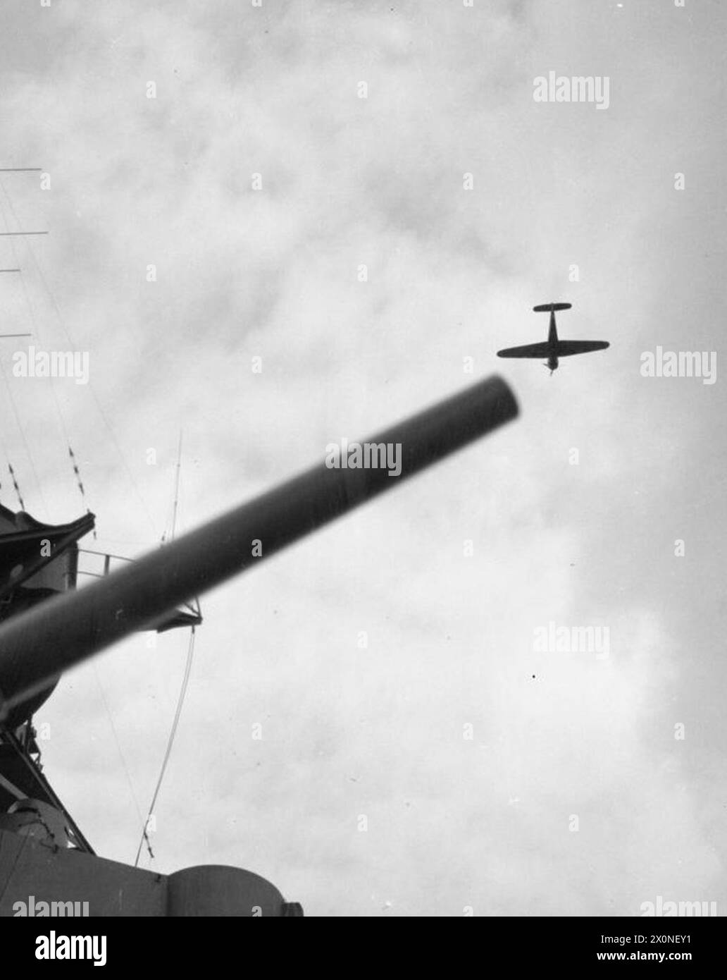A Fleet Air Arm aircraft performs a dive bombing simulation on HMS ...