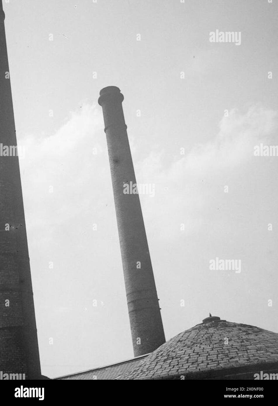 On 17 August 1943, stacks at Burscoe Brick Works are documented before ...