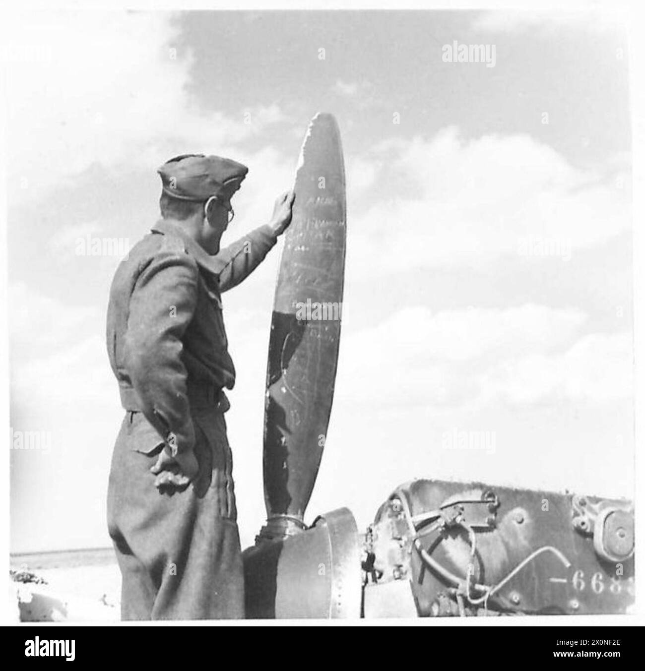 A propeller from a crashed enemy aircraft in the Western Desert has ...