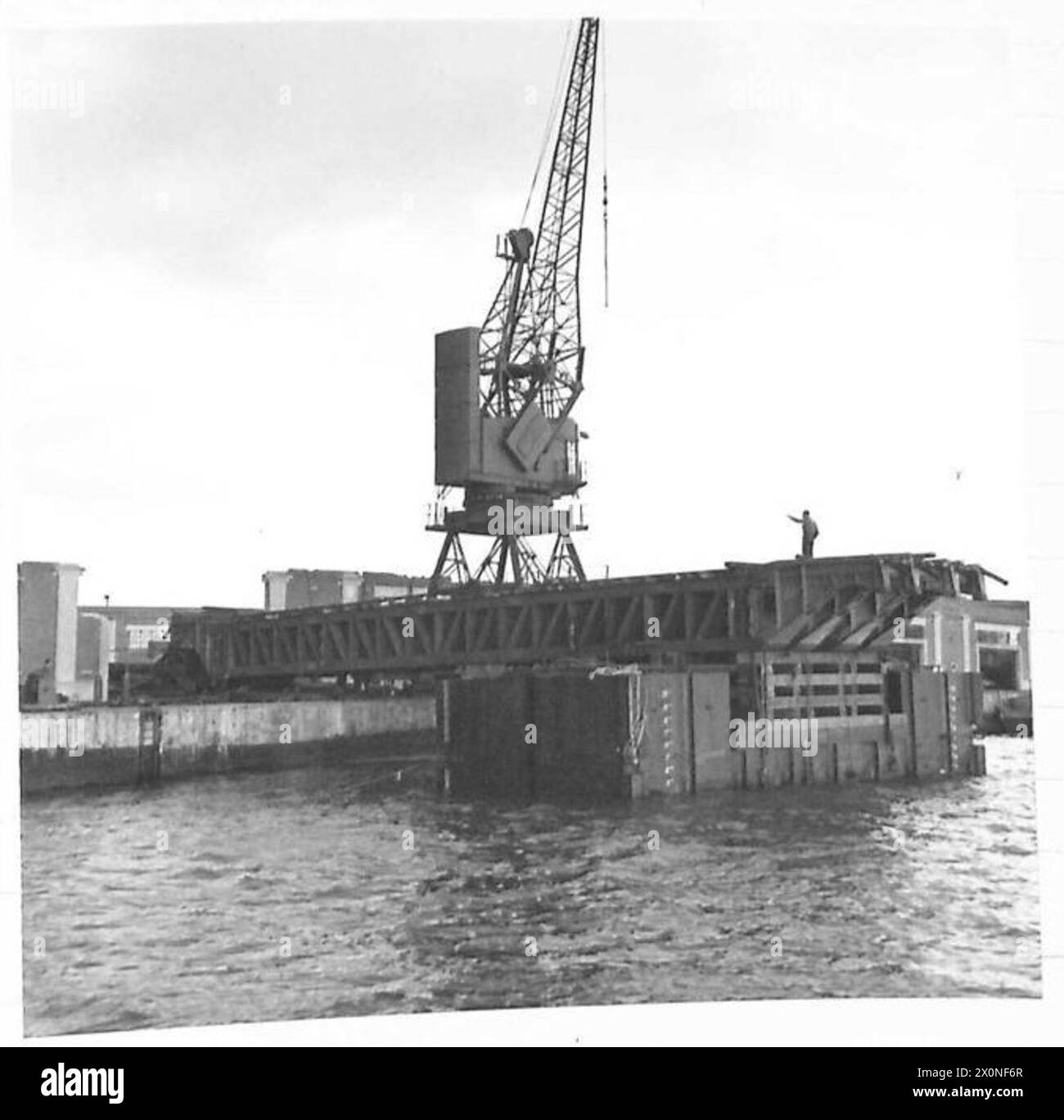 SPECIAL ASSIGNMENT FOR TN.5 [b] - The bridge launched on first pontoon. Photographic negative ...