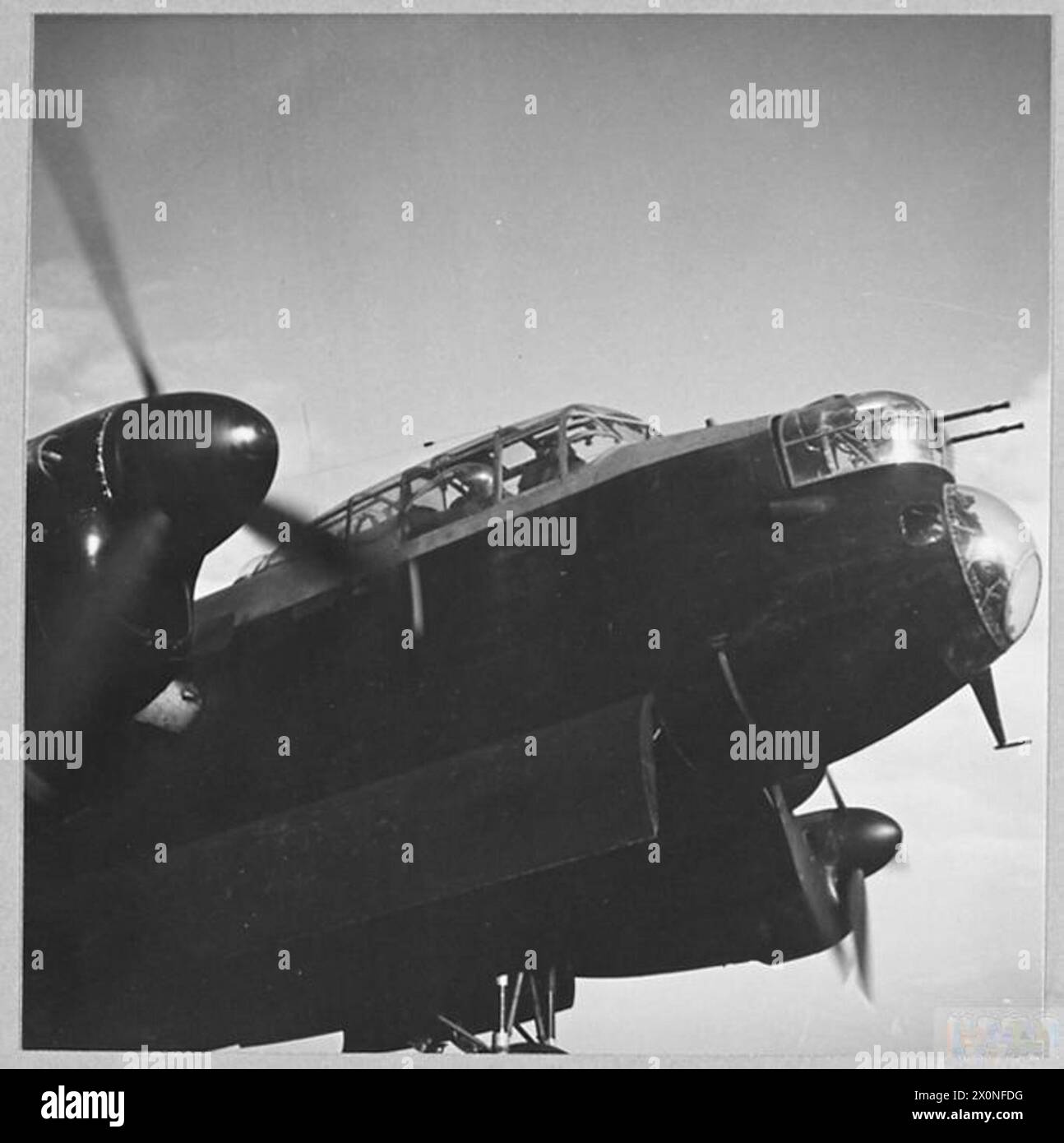 LANCASTER BOMBERS - (Picture issued 1913) The nose and engines of a ...