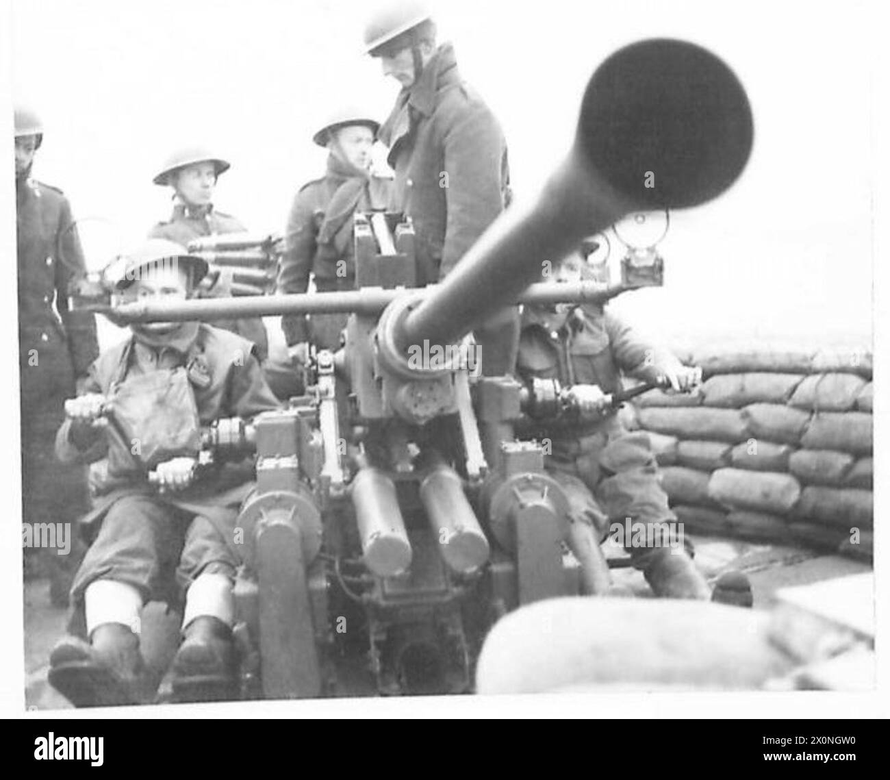 ON A SCOTTISH ISLAND - A Bofors gun crew at drill Photographic negative ...