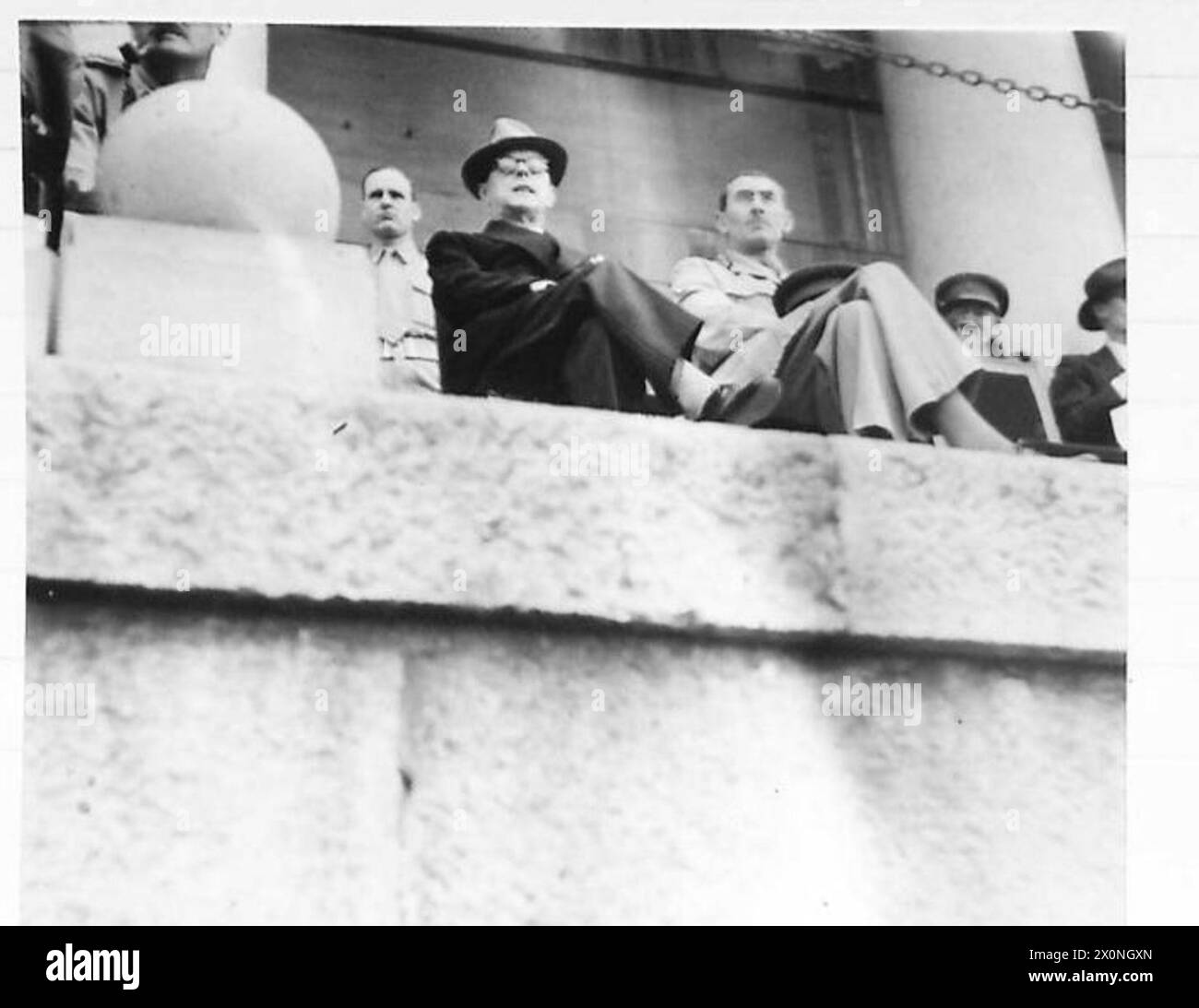 Swiss government, military, and railway officials watch a football ...