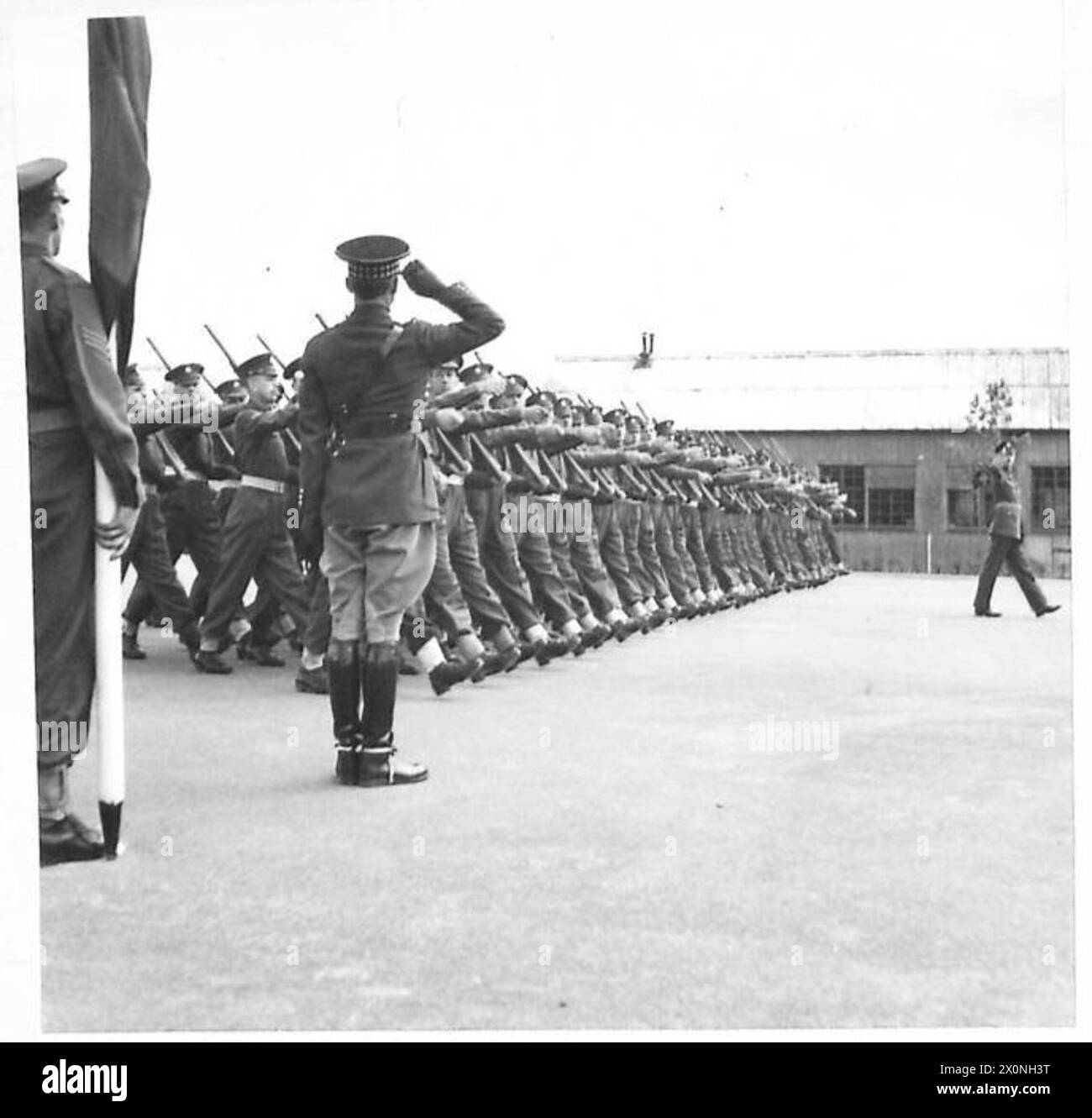 SCOTS GUARDS IN TRAINING - The Adjutant takes the salute at a parade ...