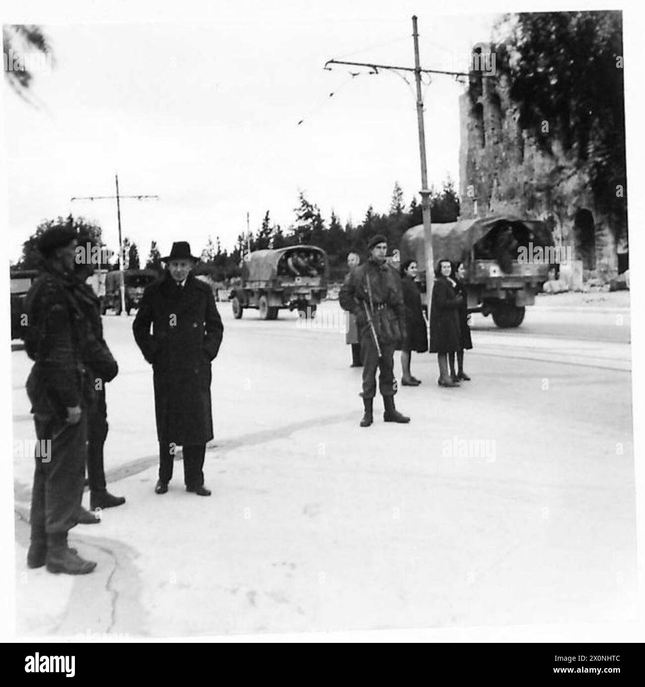 FIELD MARSHAL ALEXANDER VISITS AIRBORNE TROOPS IN ATHENS - Lorry loads ...