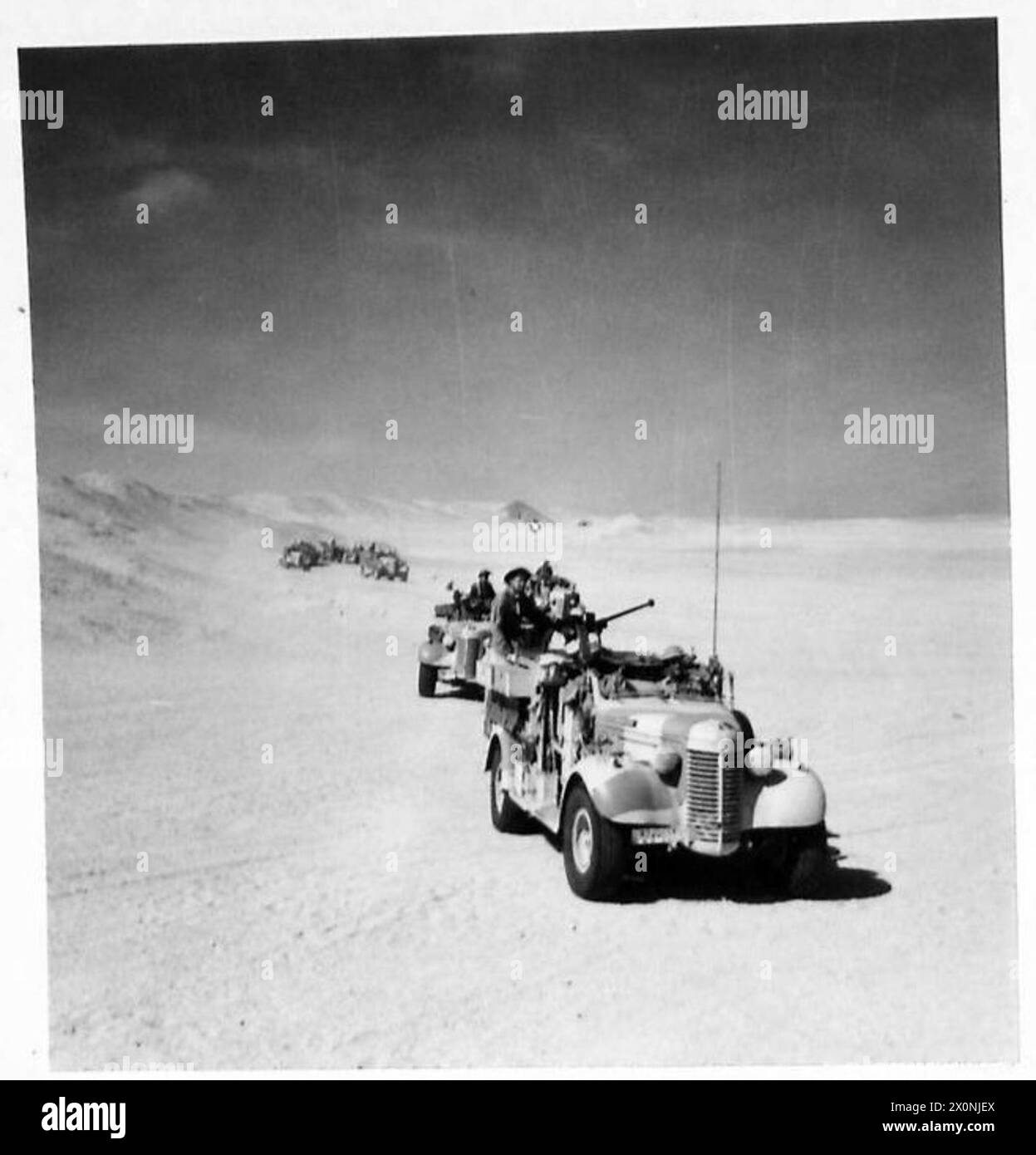 A British Army patrol traverses the desert during operations in North ...