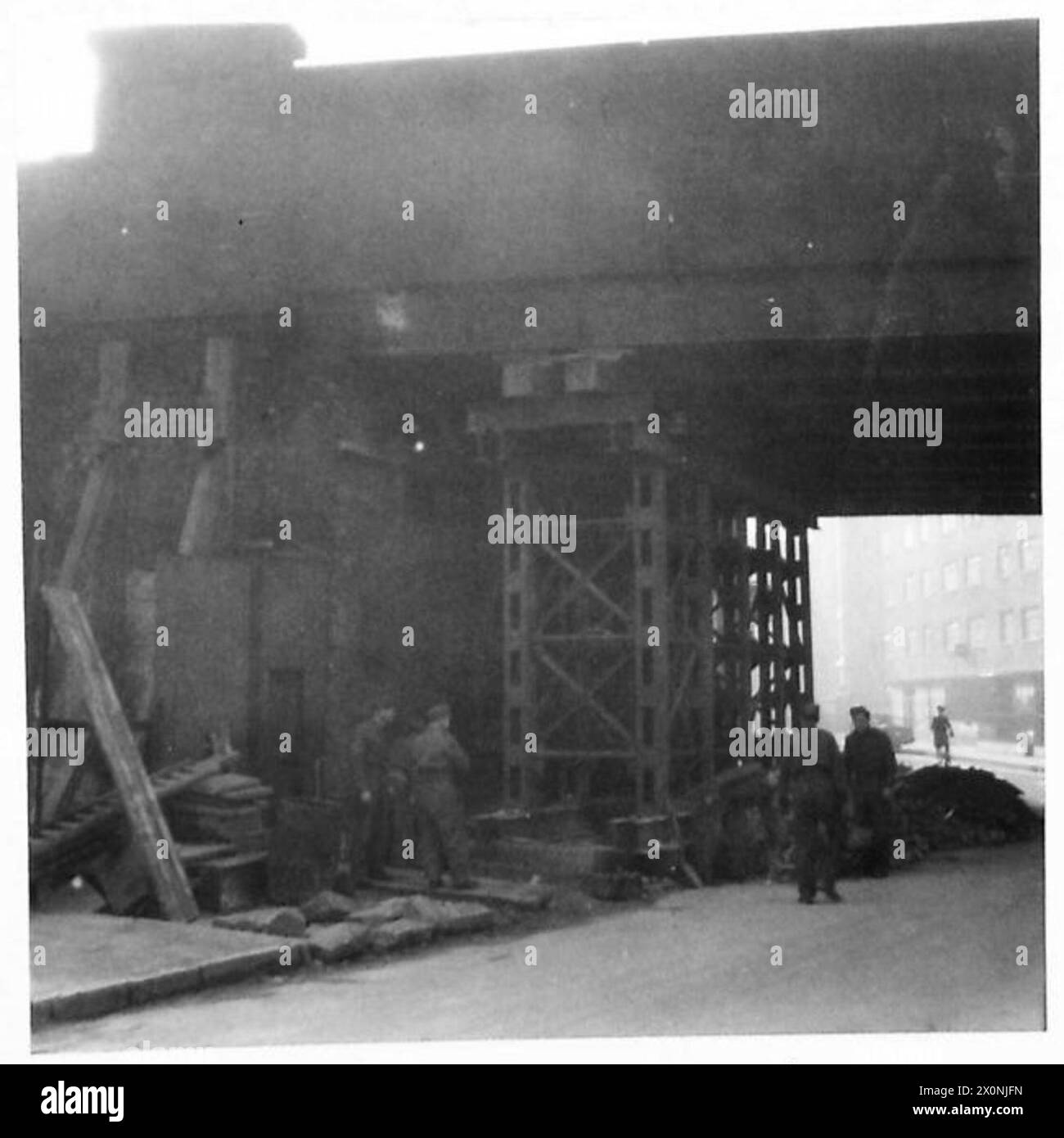 Photographic negative showing damage to bridges in London caused by ...