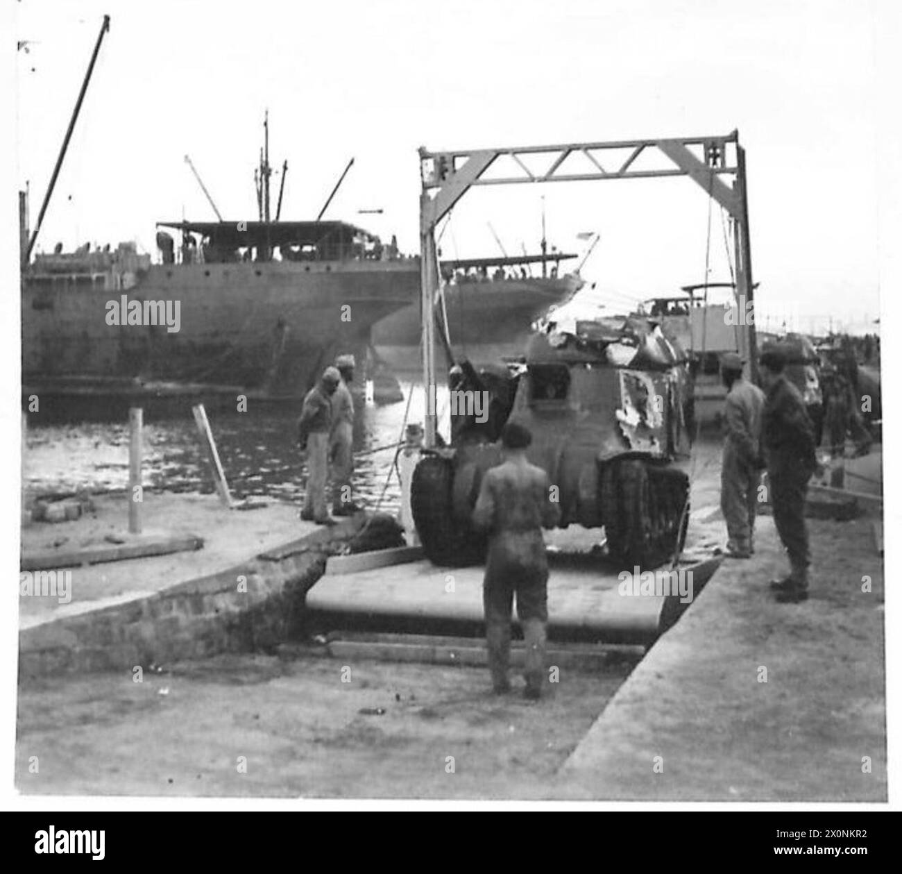 MORE AMERICAN TANKS ARRIVE IN THE MIDDLE EAST - A tank coming ashore ...
