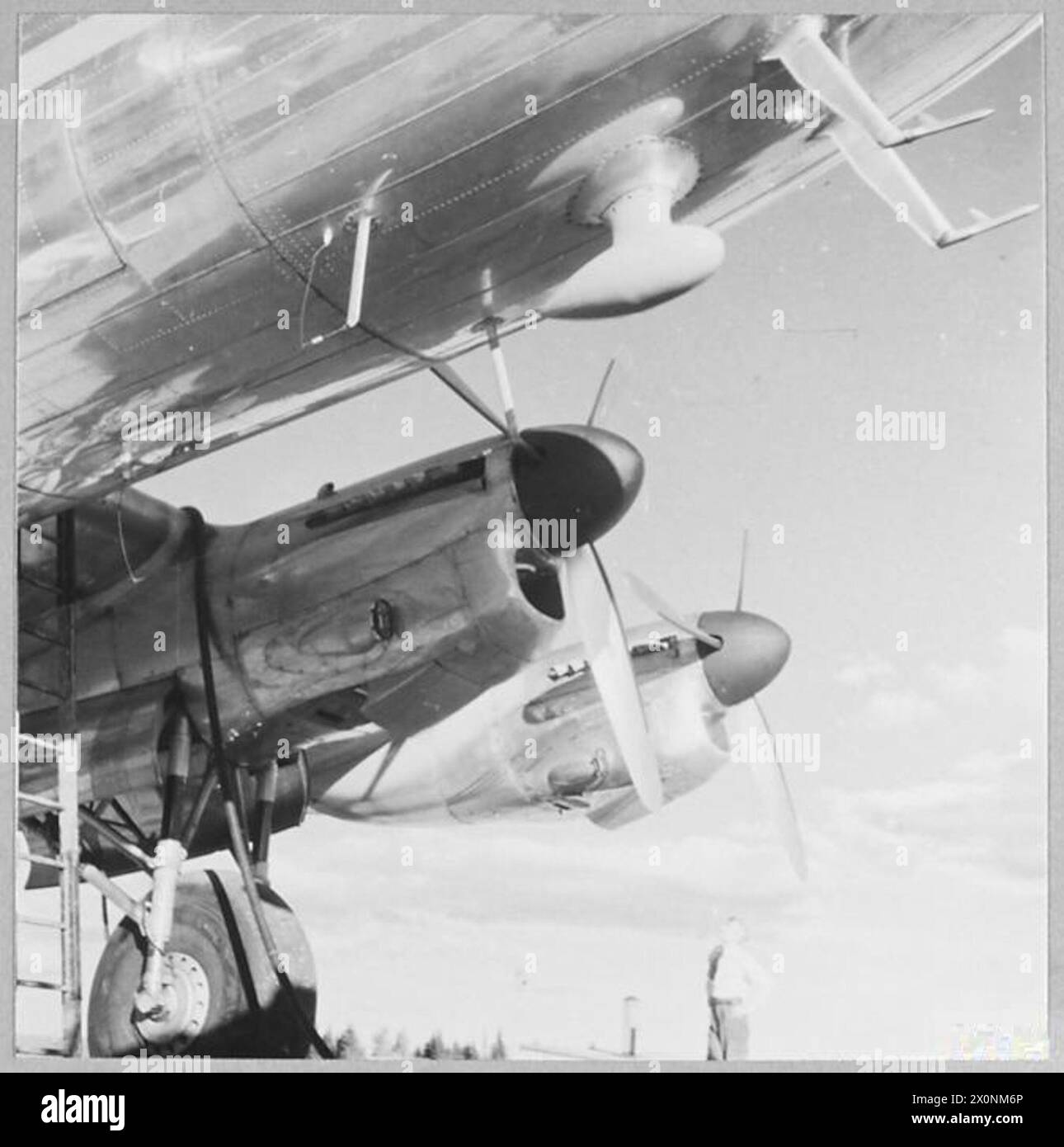 At Gander airfield in 1945, a Lancastrian aircraft of RAF Transport ...
