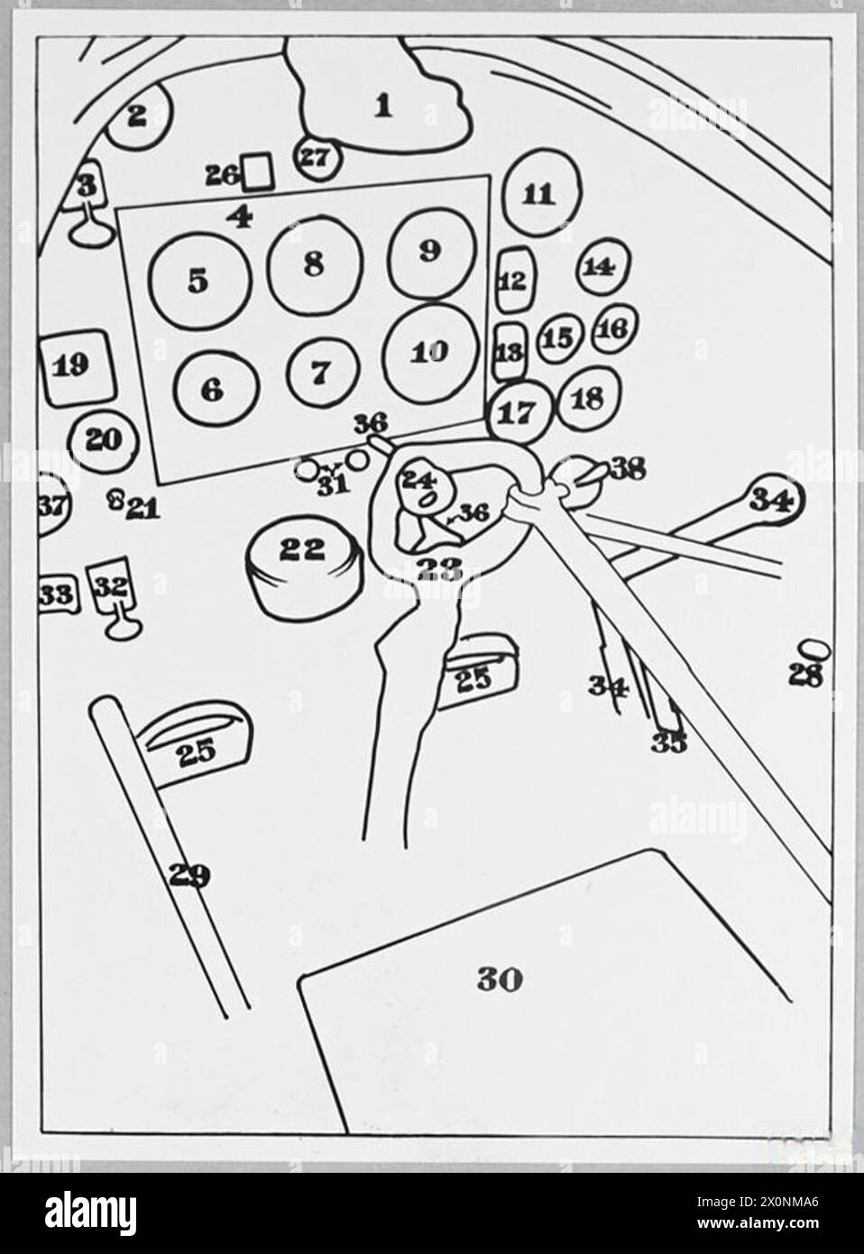 SPITFIRE INSTRUMENT PANEL : Key and annotation of CH.1205 - 1. Platform ...