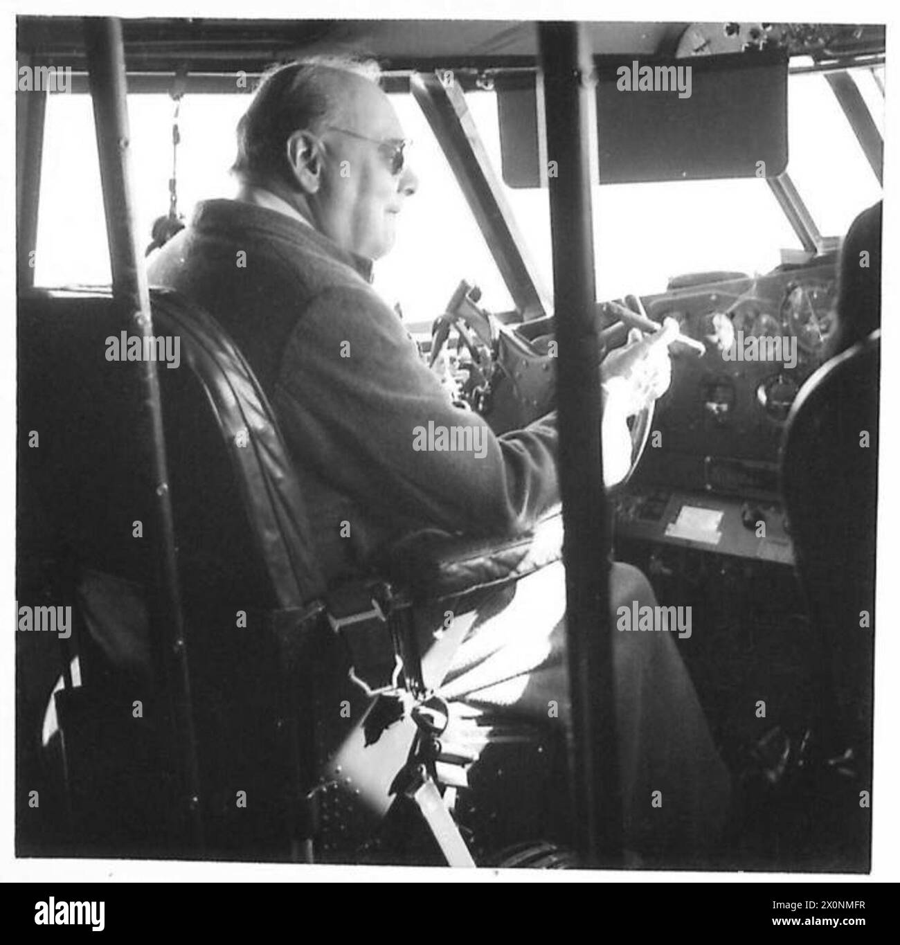 PRIME MINISTER RETURNS BY AIR - The Prime Minister at the controls of ...