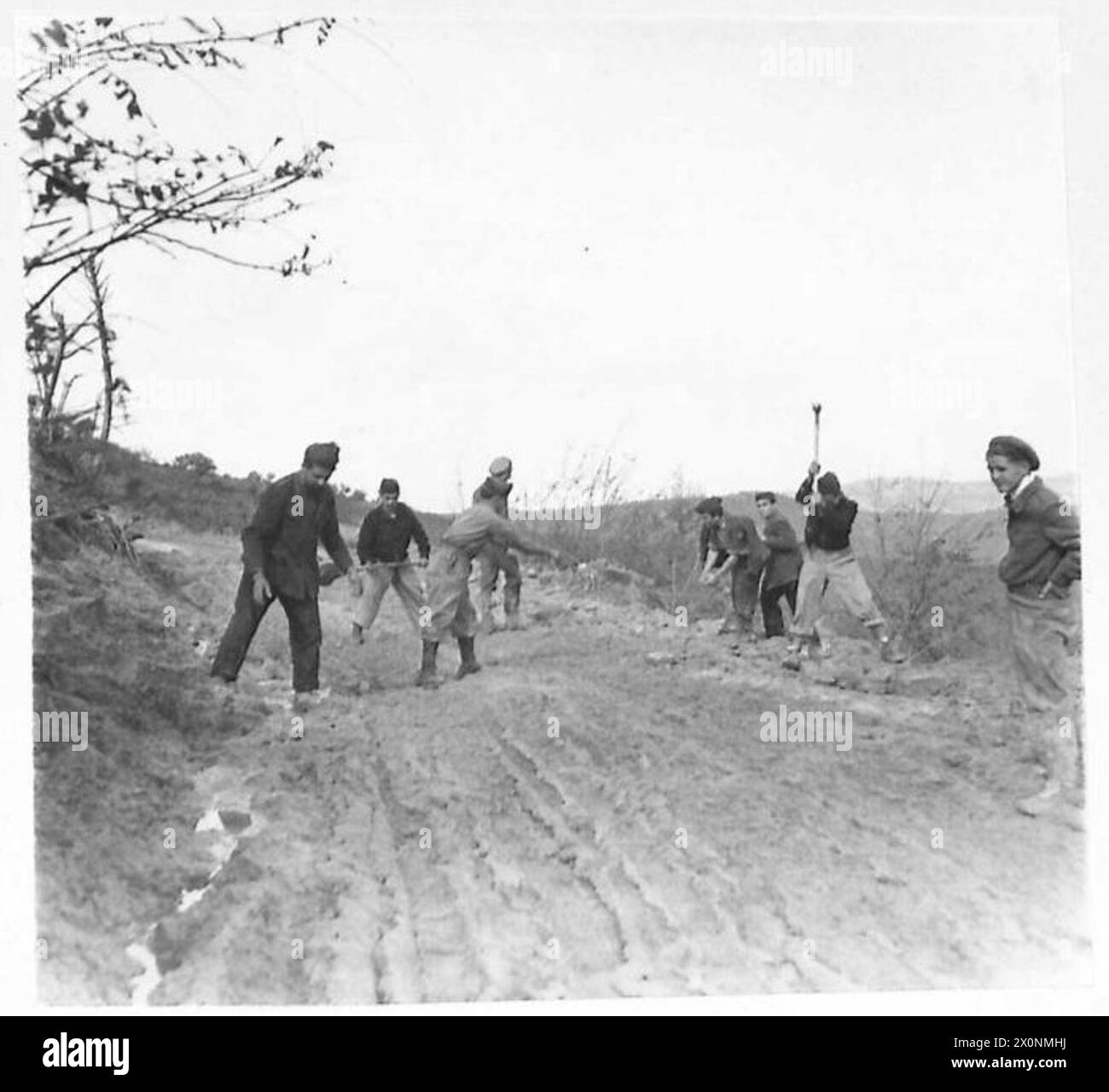 EIGHTH ARMY : BAD ROADS HAMPER SUPPLY TRAFFIC - This gun tractor of 65 ...