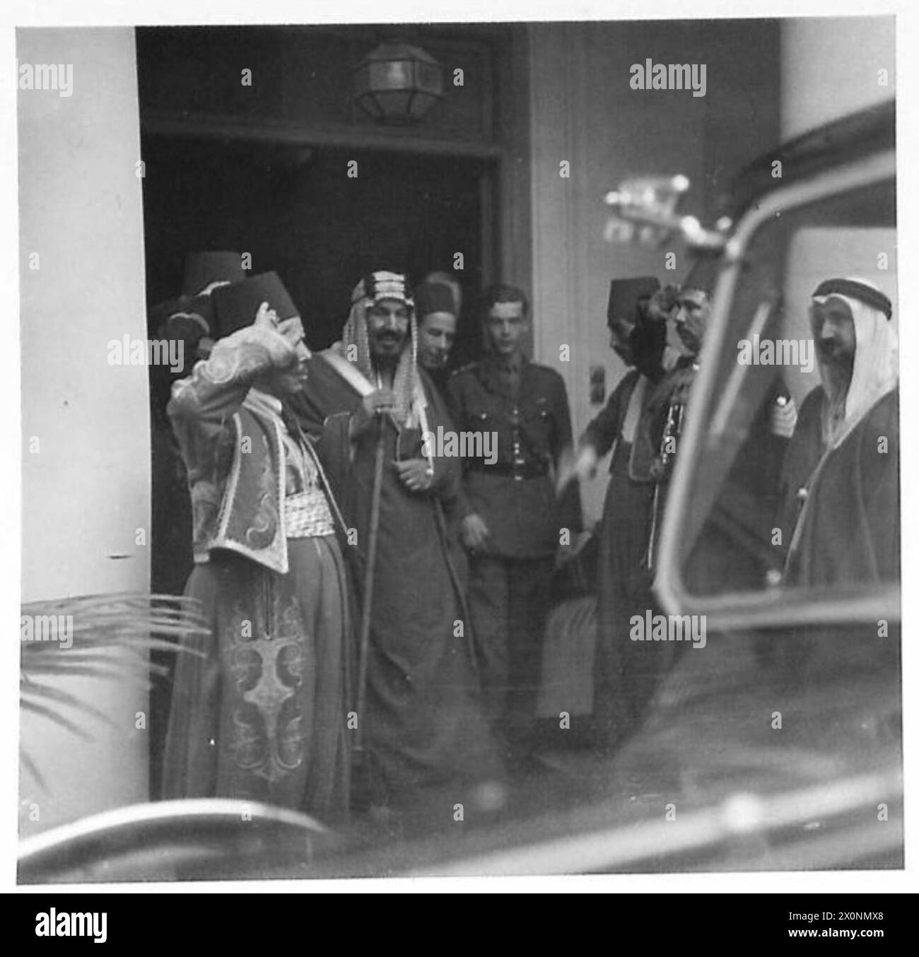 KING IBN SAUD VISITS BRITISH EMBASSY IN CAIRO - Picture showing King ...
