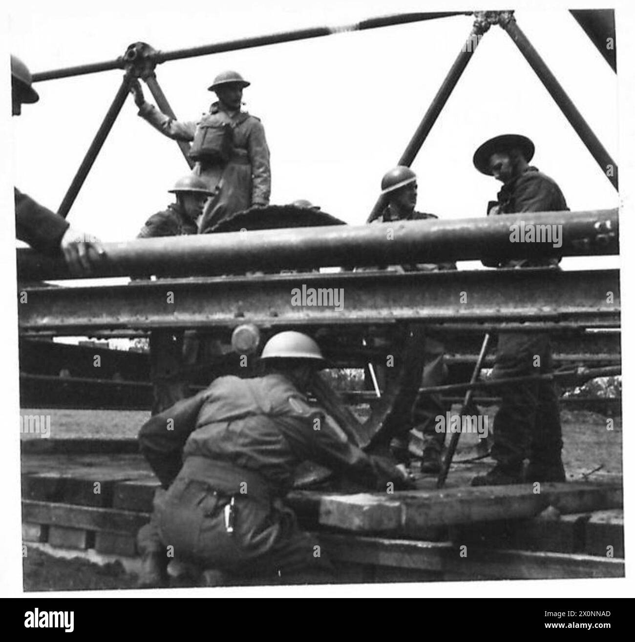 A bridge is being jacked down during British Army engineering ...