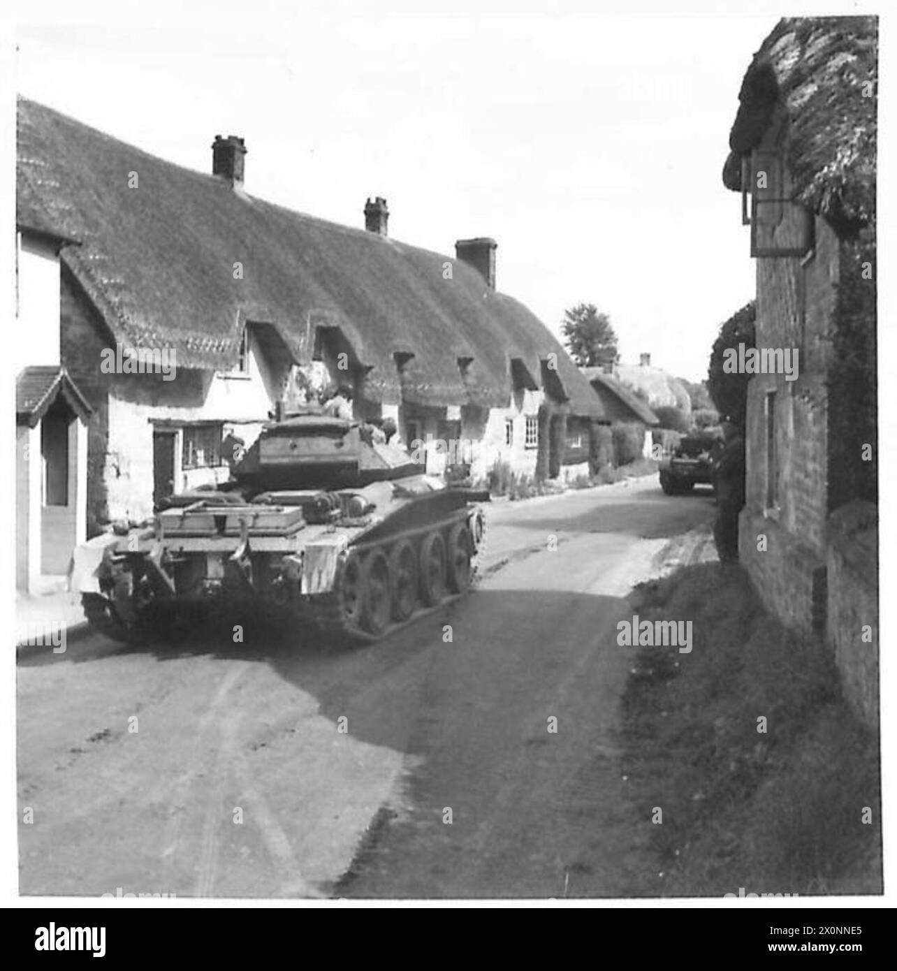 ANCIENT AND MODERN - Mk. V Covenanter tanks in the village of Stockton ...