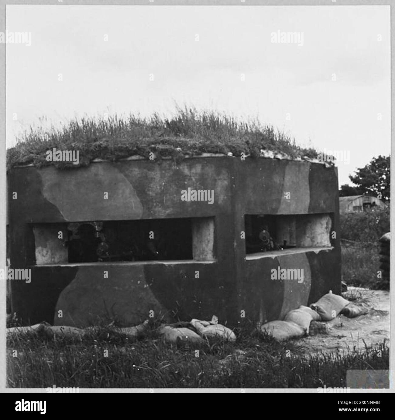 DEFENCE OF AN R.A.F. BOMBER STATION - Machine gun posts in concrete ...
