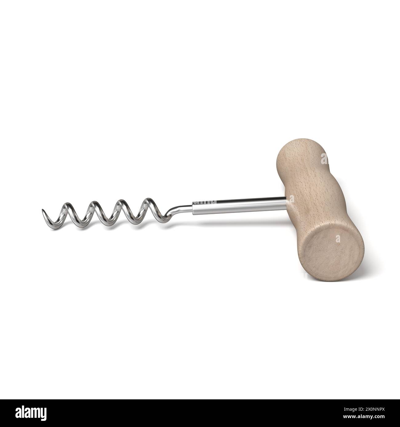 Classic corkscrew with wooden handle top view Stock Photo - Alamy