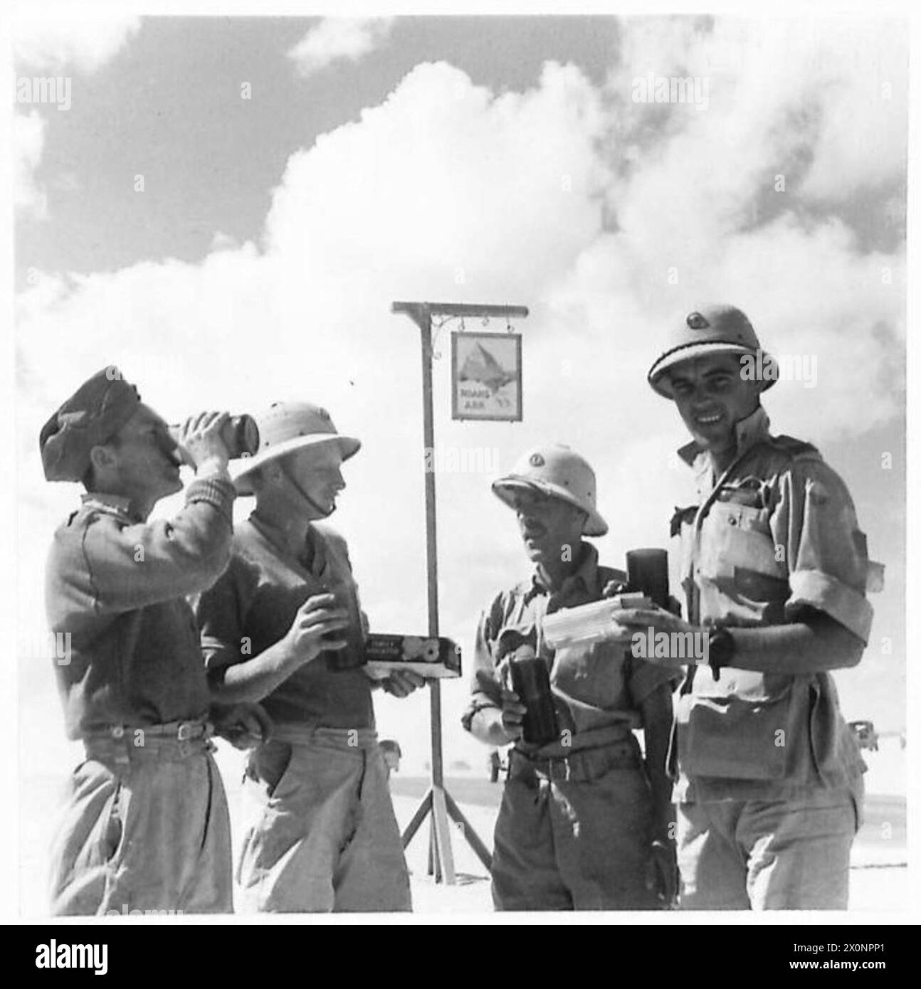 South African soldiers stop at a desert location named 'Noah's Ark' to ...